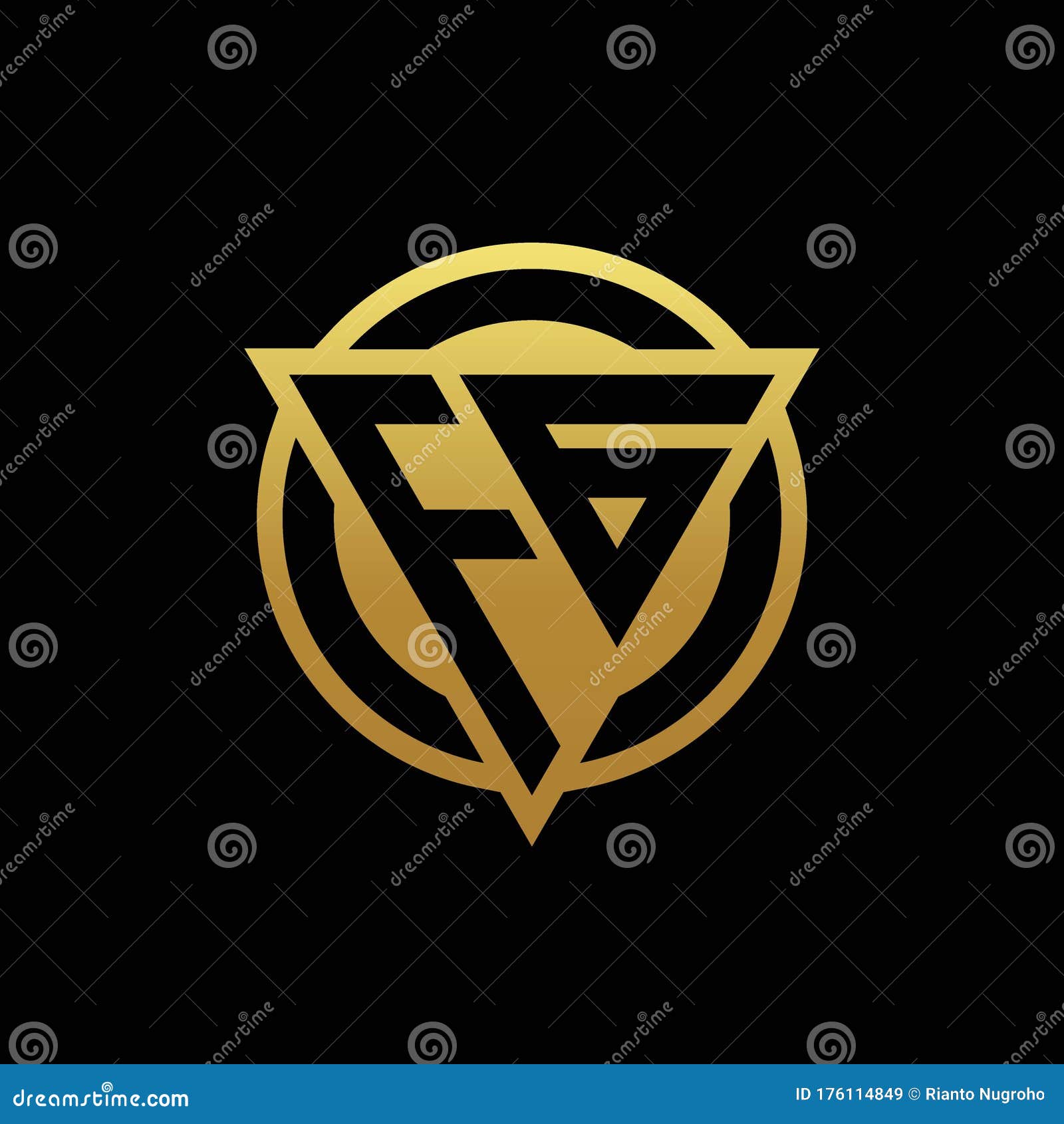 FG Logo Monogram with Triangle Shape and Circle Rounded Isolated on ...