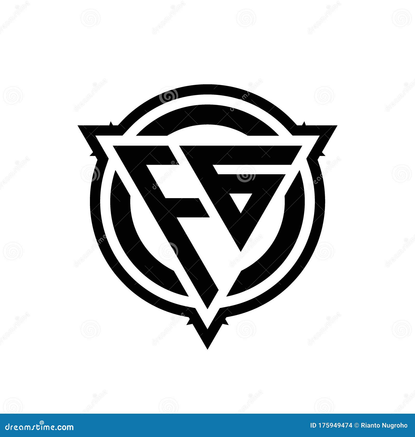 FG Logo with Triangle Shape and Circle with Outline Rounded Design ...