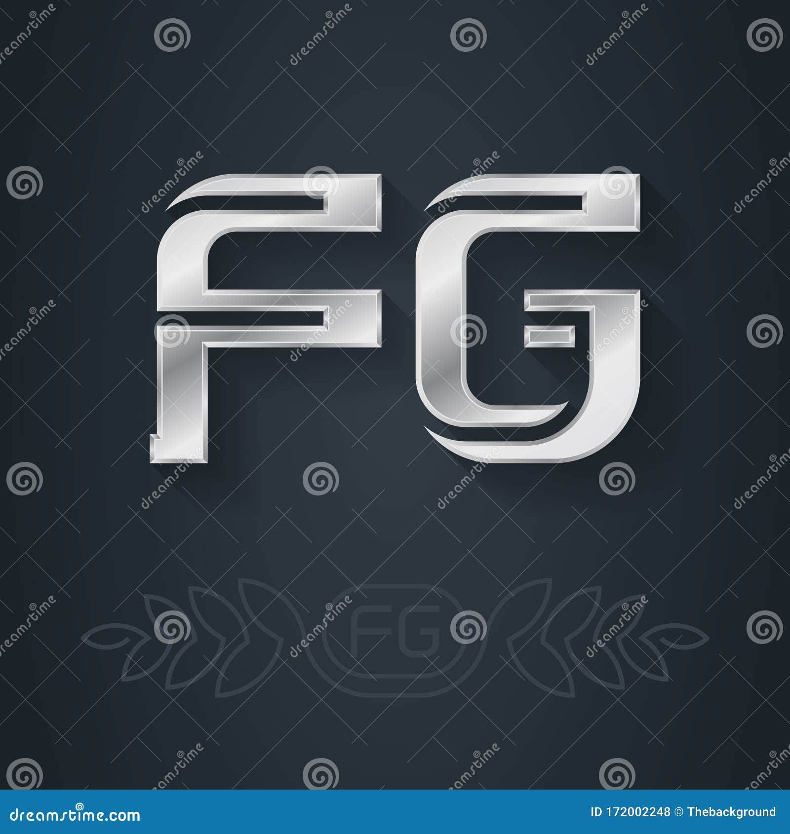 FG - Metallic 3d Icon or Logotype Template. Design Element with Lineart ...