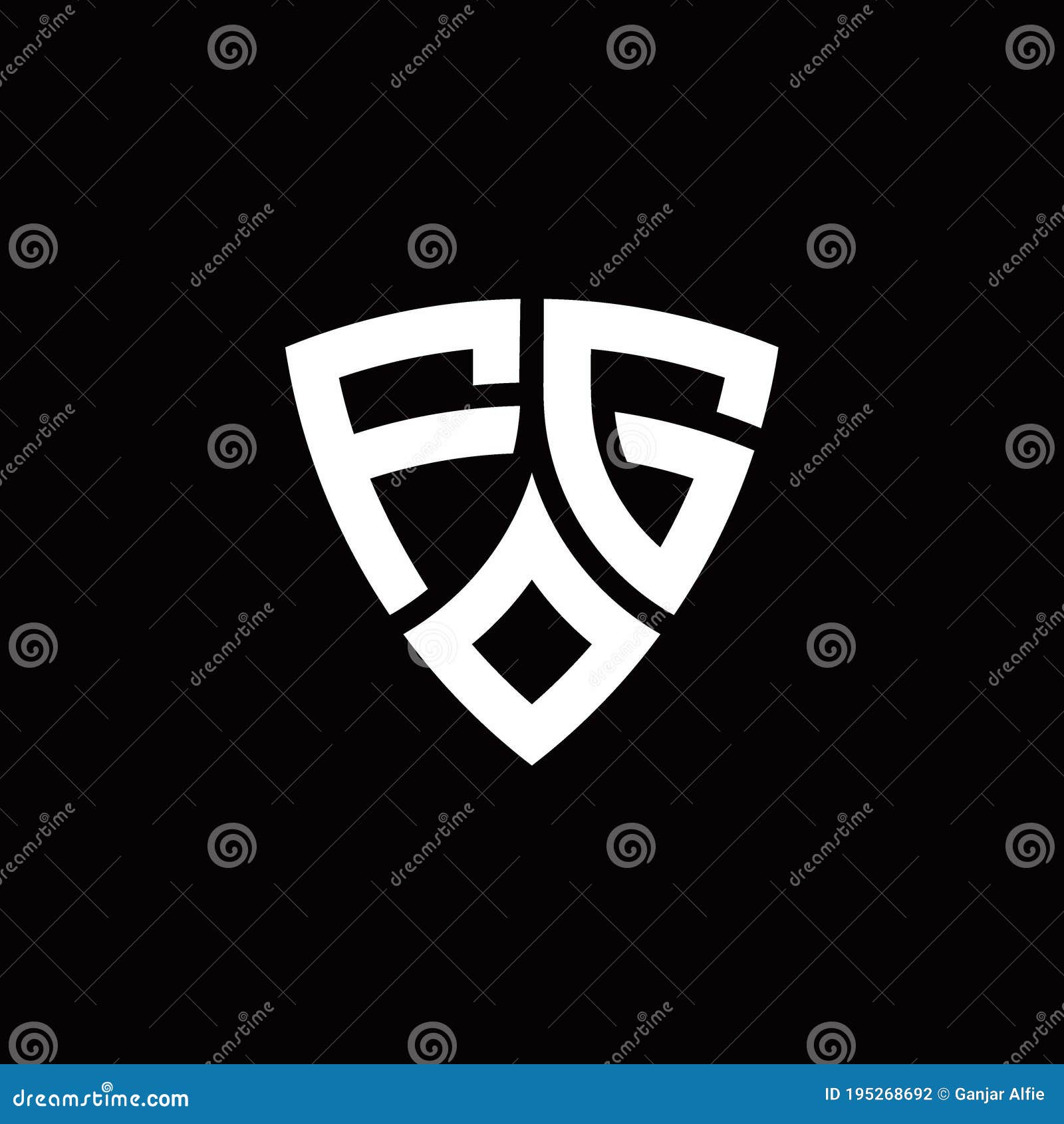 FG Monogram Logo with Modern Shield Style Design Template Stock Vector ...