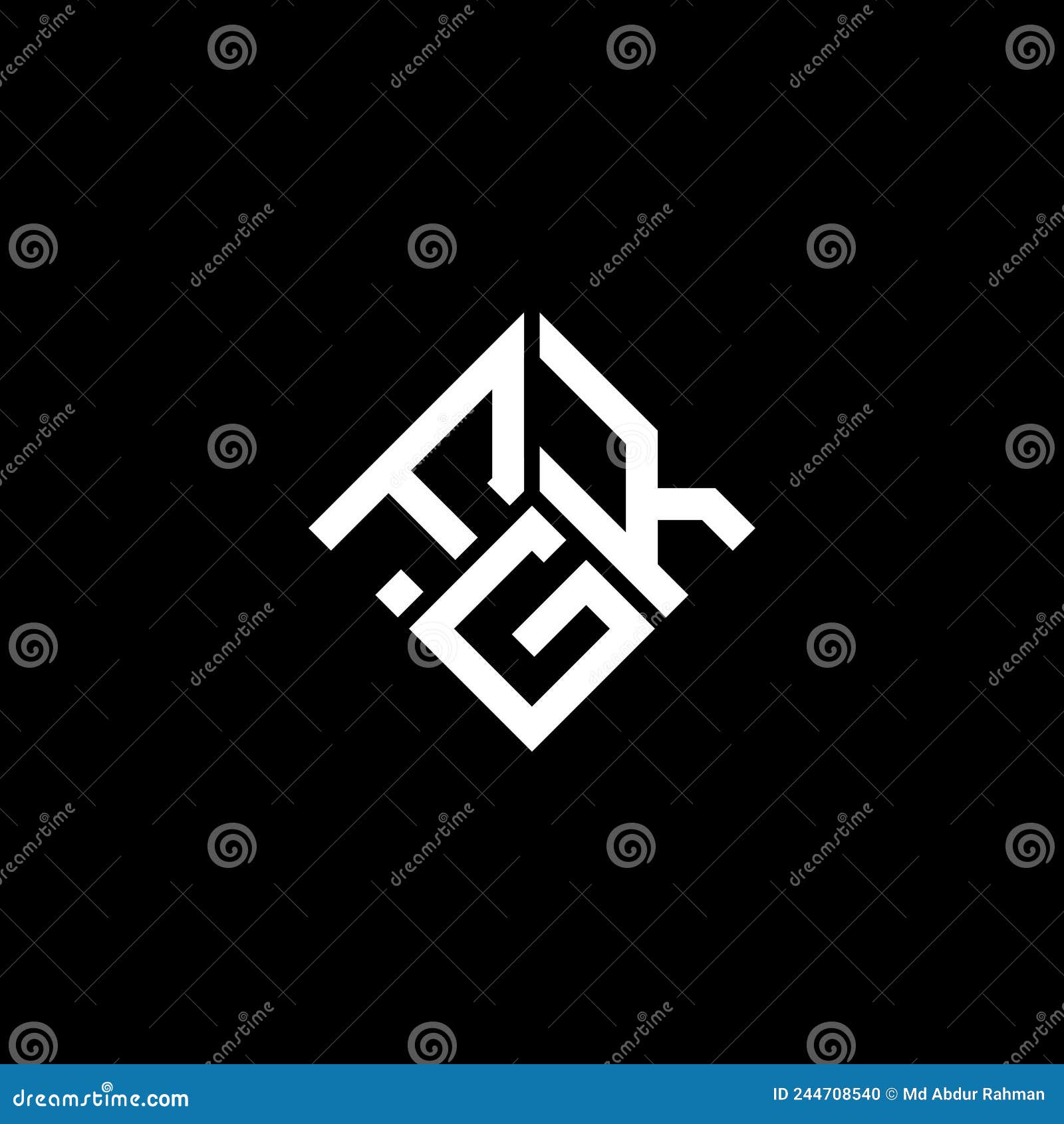 FGK Letter Logo Design on Black Background. FGK Creative Initials ...