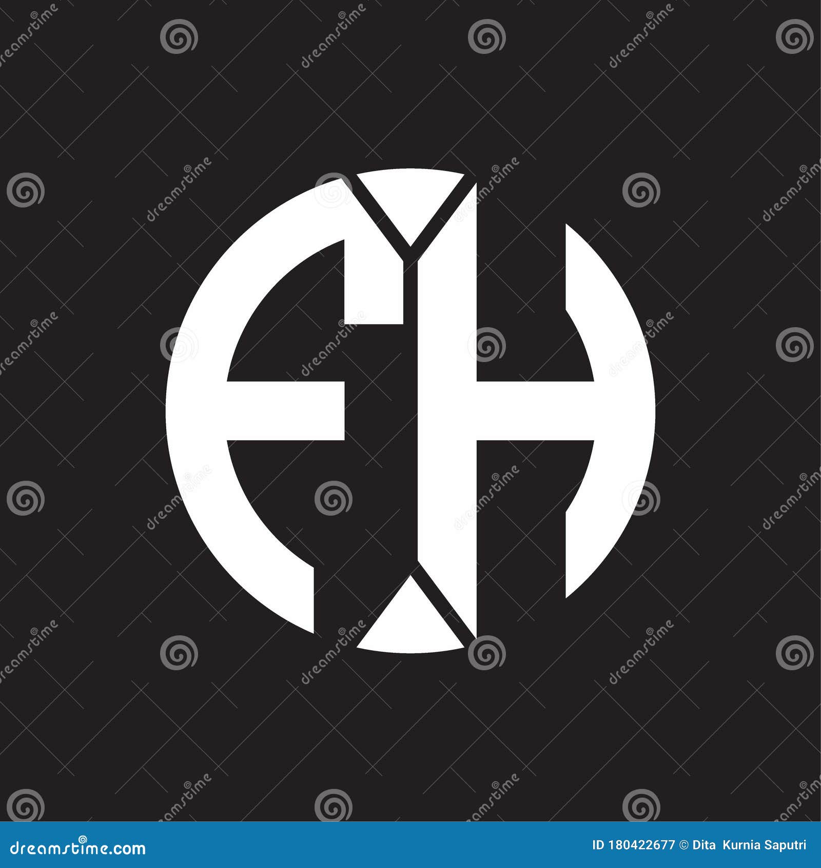 FH Logo Monogram with Piece Circle Ribbon Style Stock Illustration ...