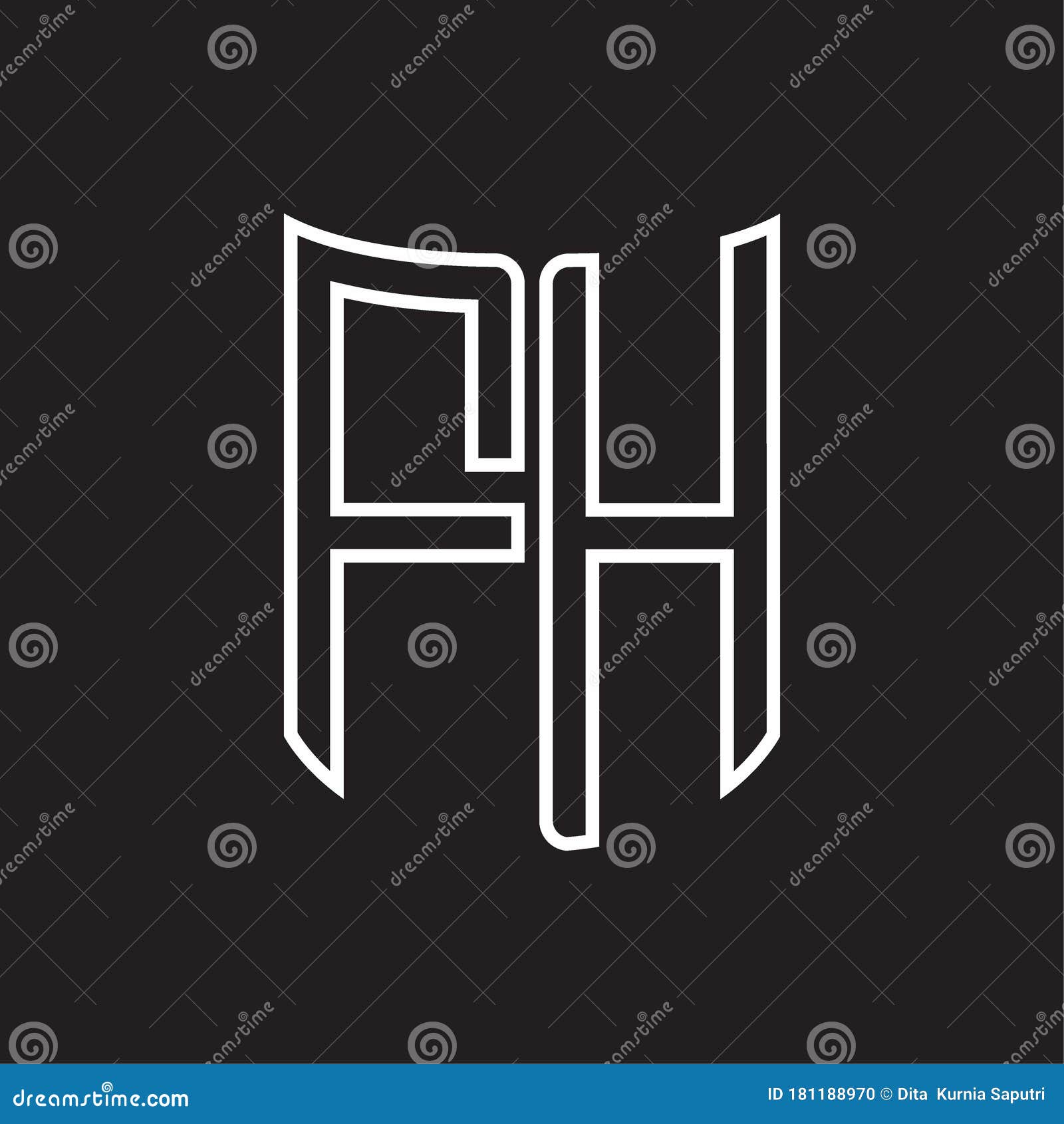 FH Logo Monogram with Ribbon Style Outline Design Template Stock Vector ...