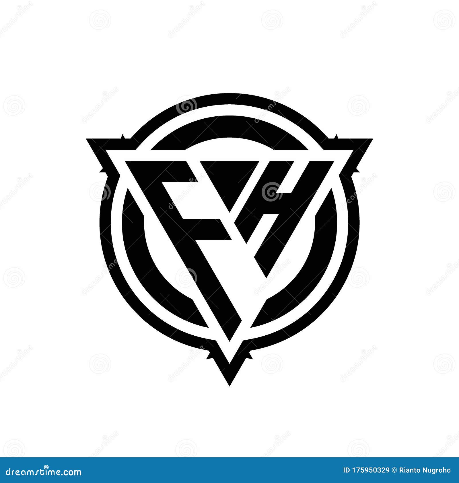 FH Logo with Triangle Shape and Circle with Outline Rounded Design ...