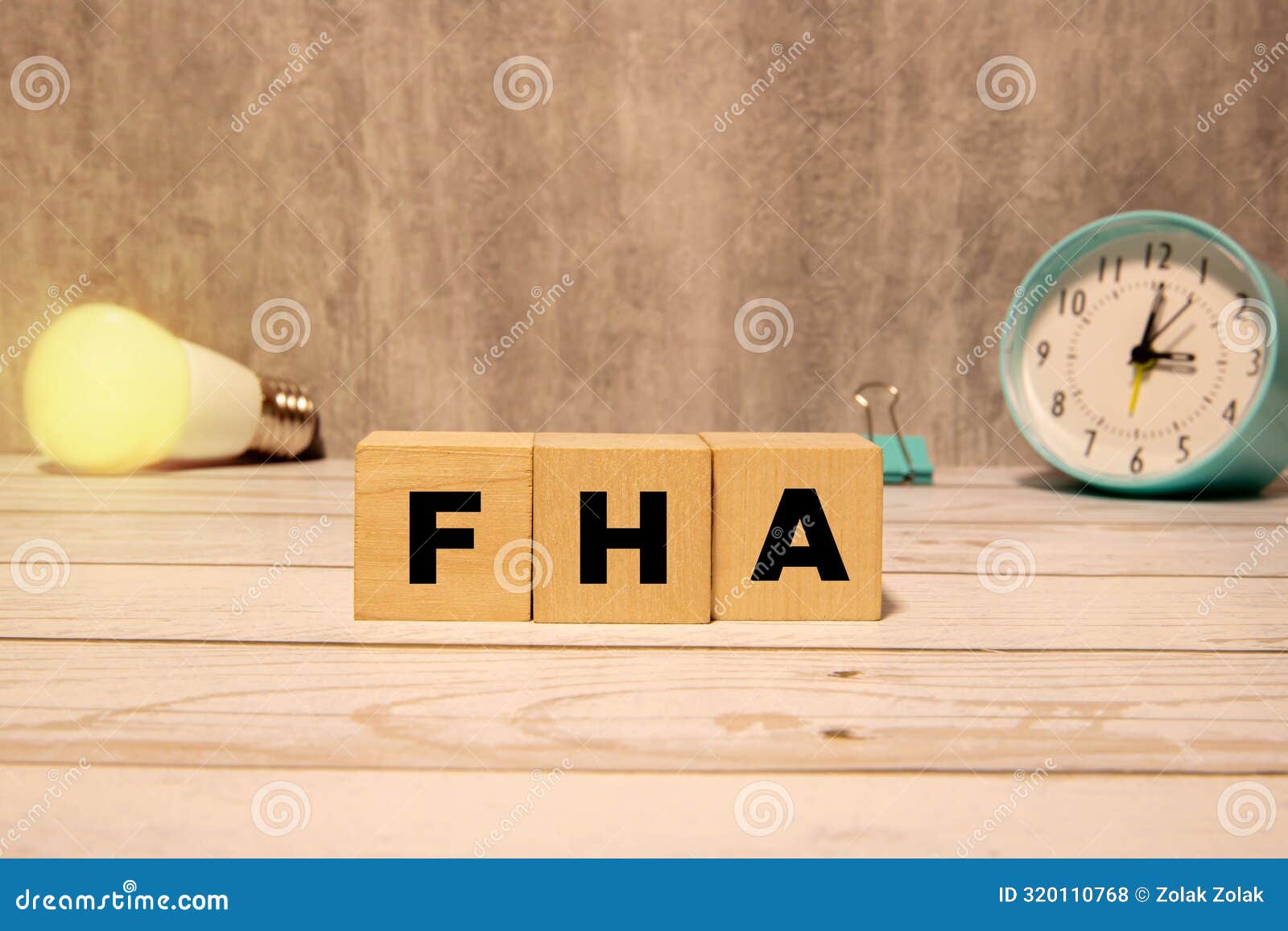 FHA on a Wooden Cubes with Magnifier Stock Photo - Image of offer ...