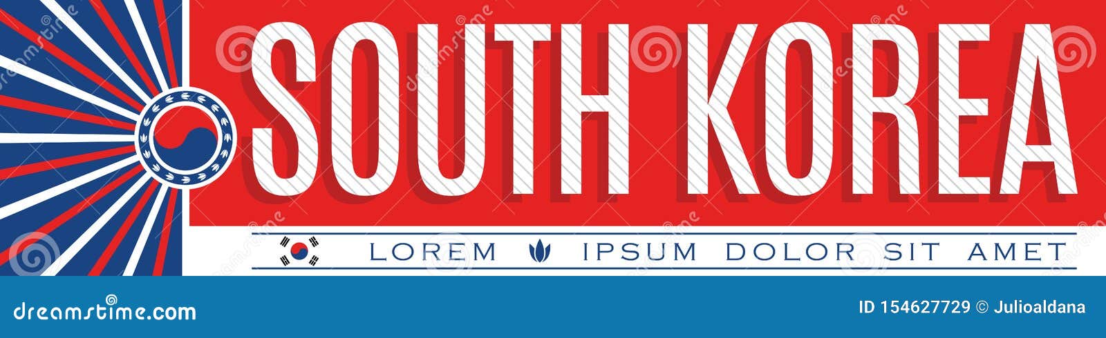 South Korea Banner Design, Typographic Vector Illustration, Korean Flag ...