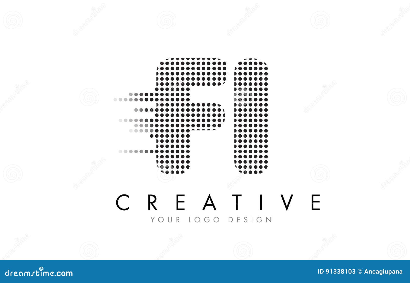 FI F I Letter Logo with Black Dots and Trails. Stock Vector ...