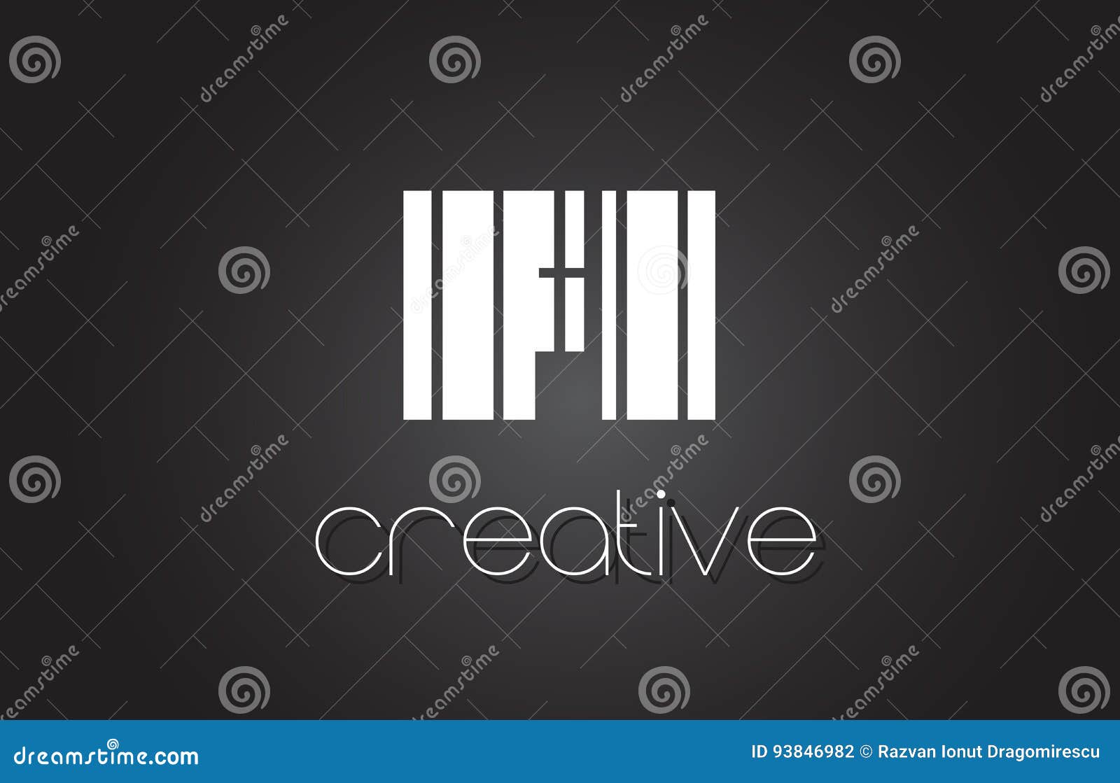 FI F I Letter Logo Design with White and Black Lines. Stock Vector ...