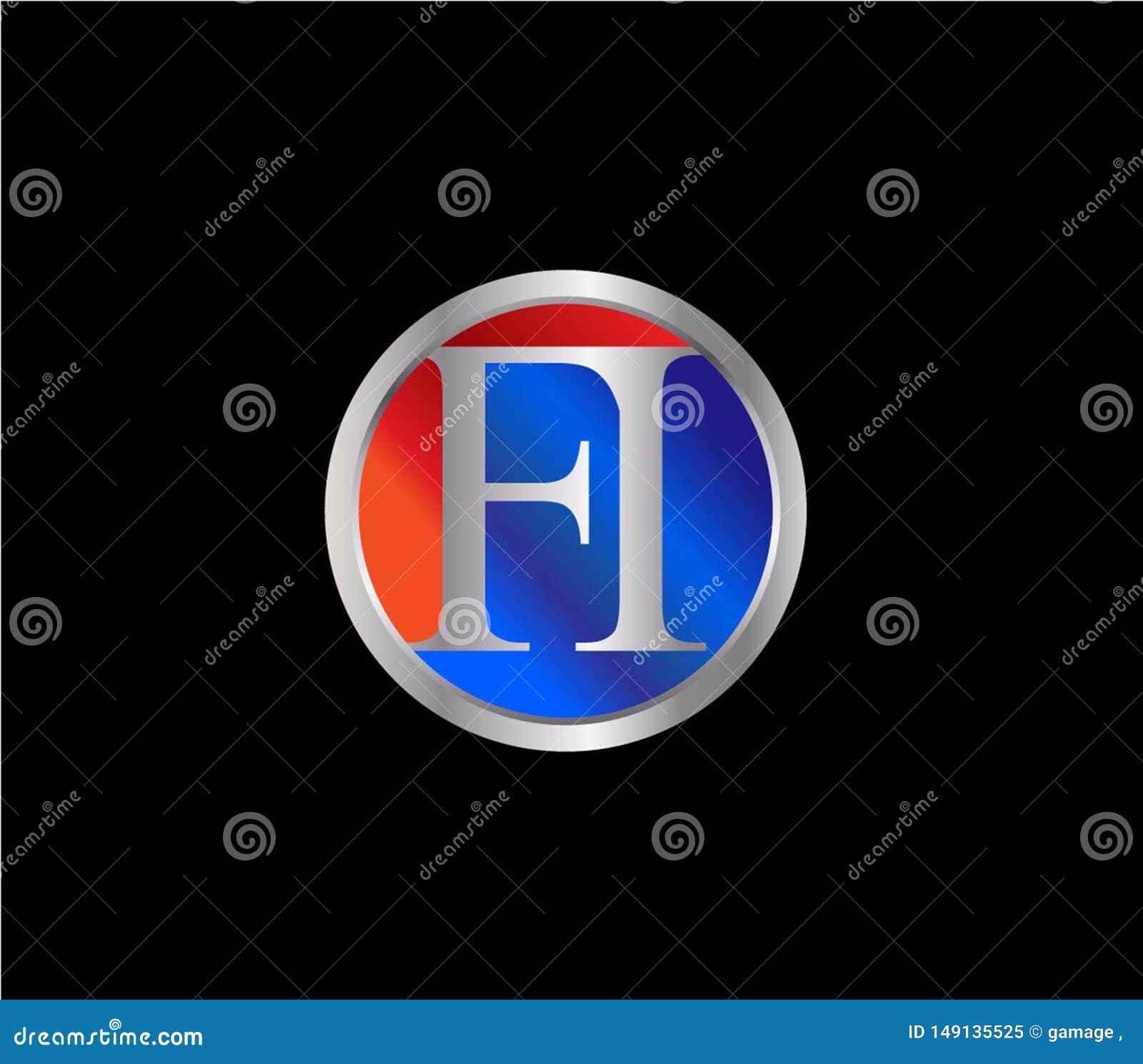 FI Initial Circle Shape Red Blue Silver Color Later Logo Design Stock ...