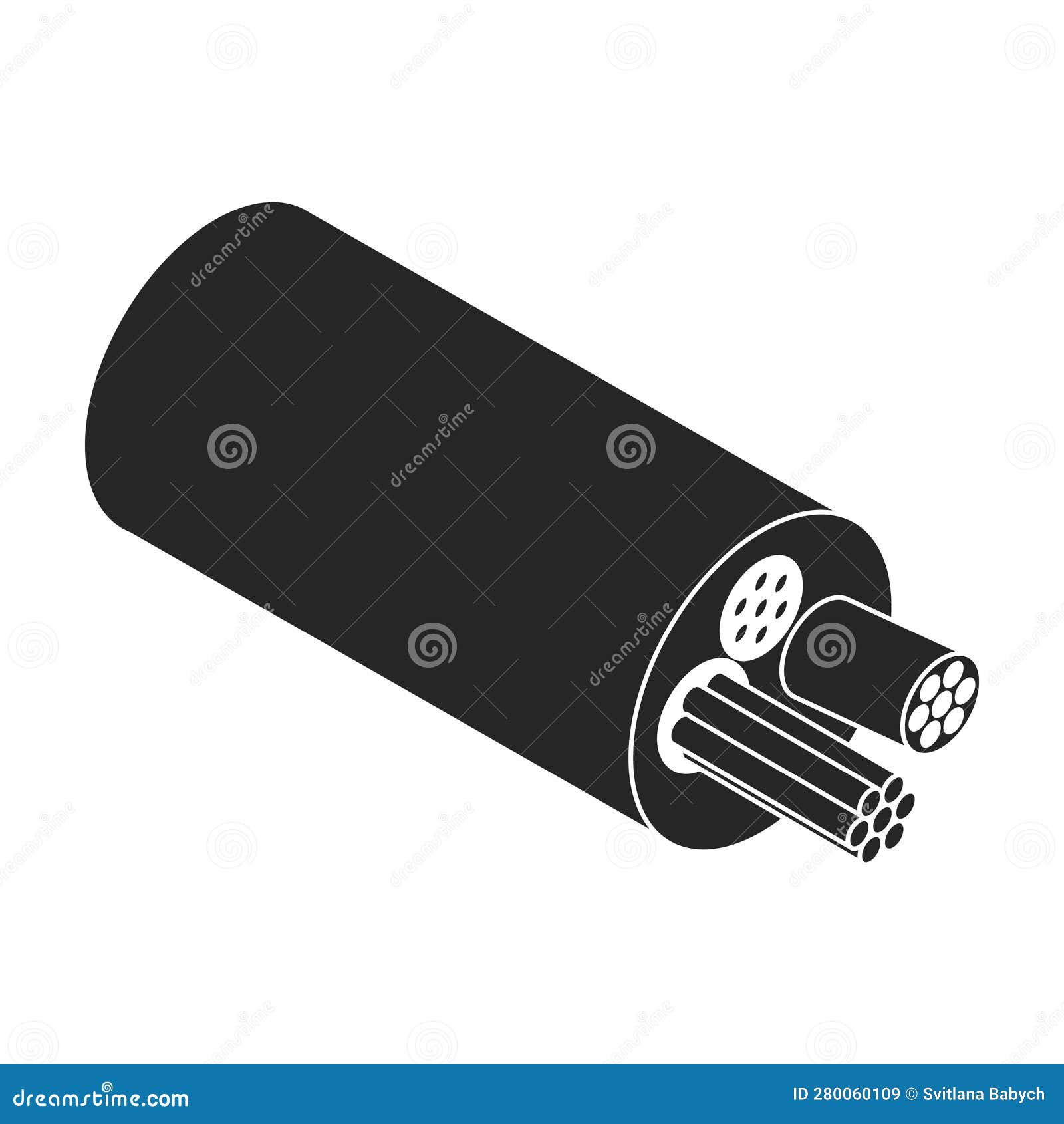 Fiber Cable Vector Icon. Black Vector Icon Isolated on White Background ...