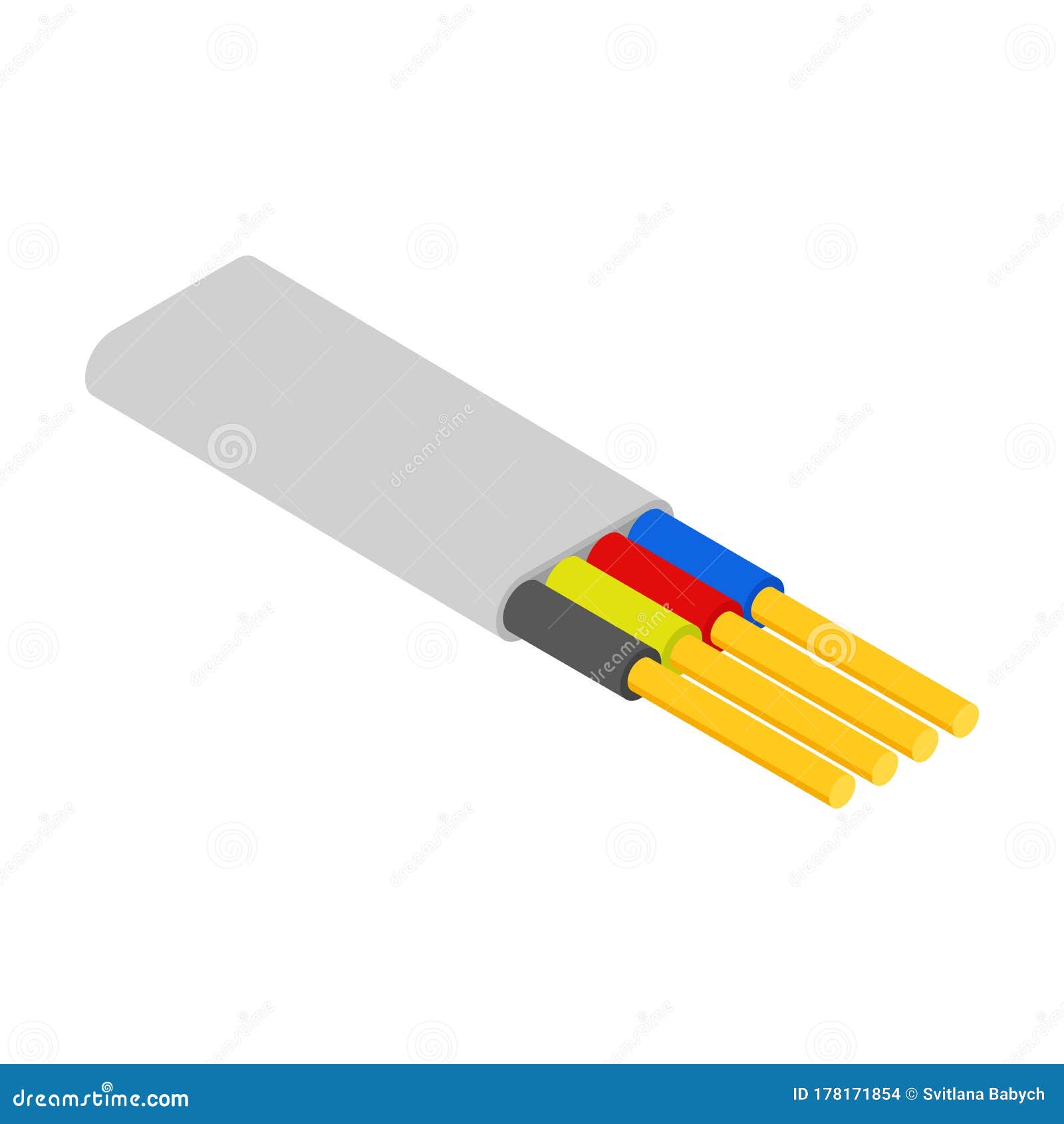 Fiber Cable Vector Icon. Isometric Vector Icon Isolated on White ...