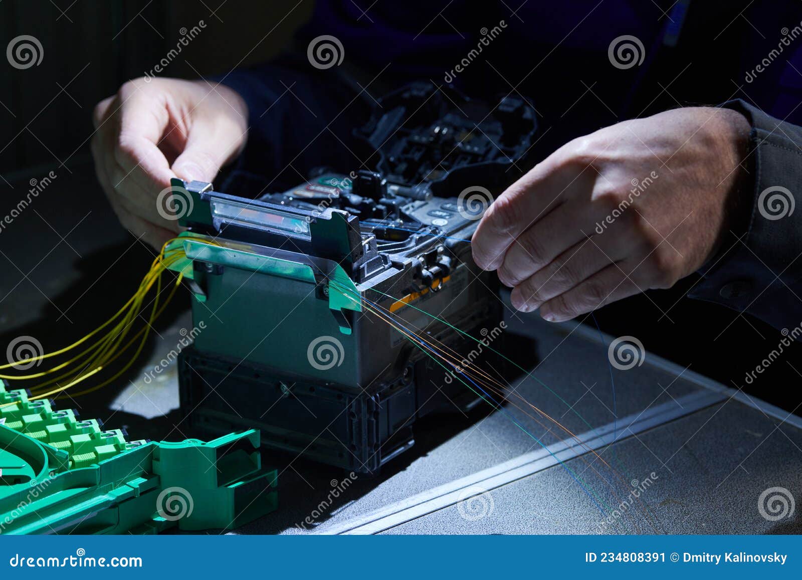 Splicing Machine For Fusion Splice A Fiber Optic Cable Royalty-Free ...