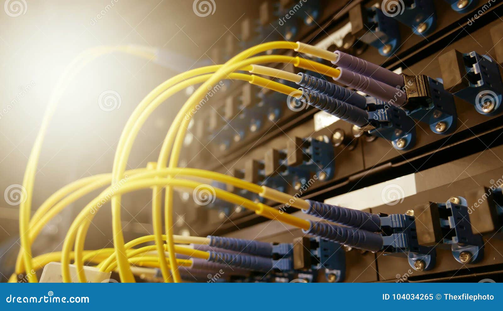 Fiber Cables and Path Panel in Rack Stock Image - Image of receiver ...