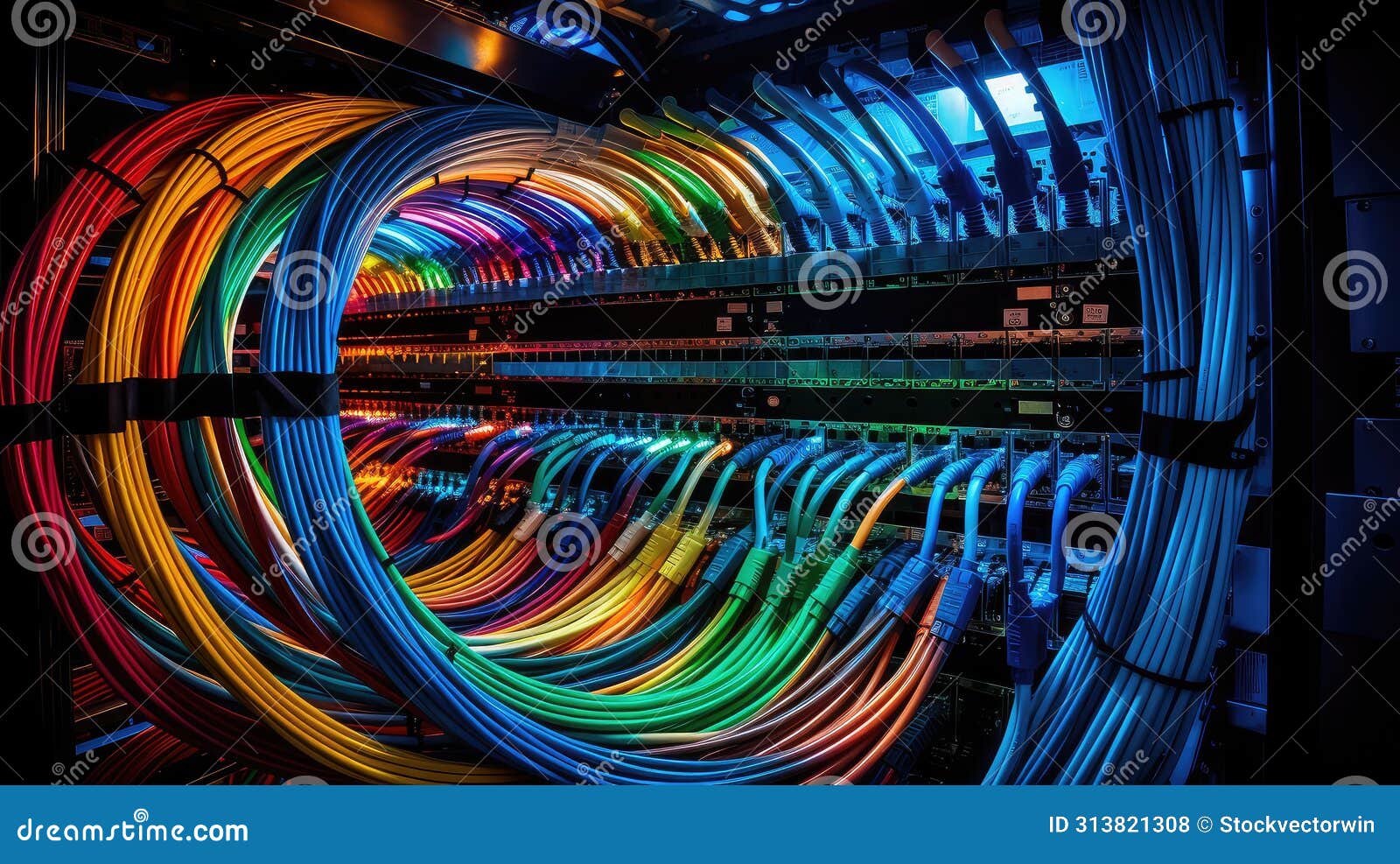 Fiber Cabling Network Royalty-Free Cartoon | CartoonDealer.com #313821308