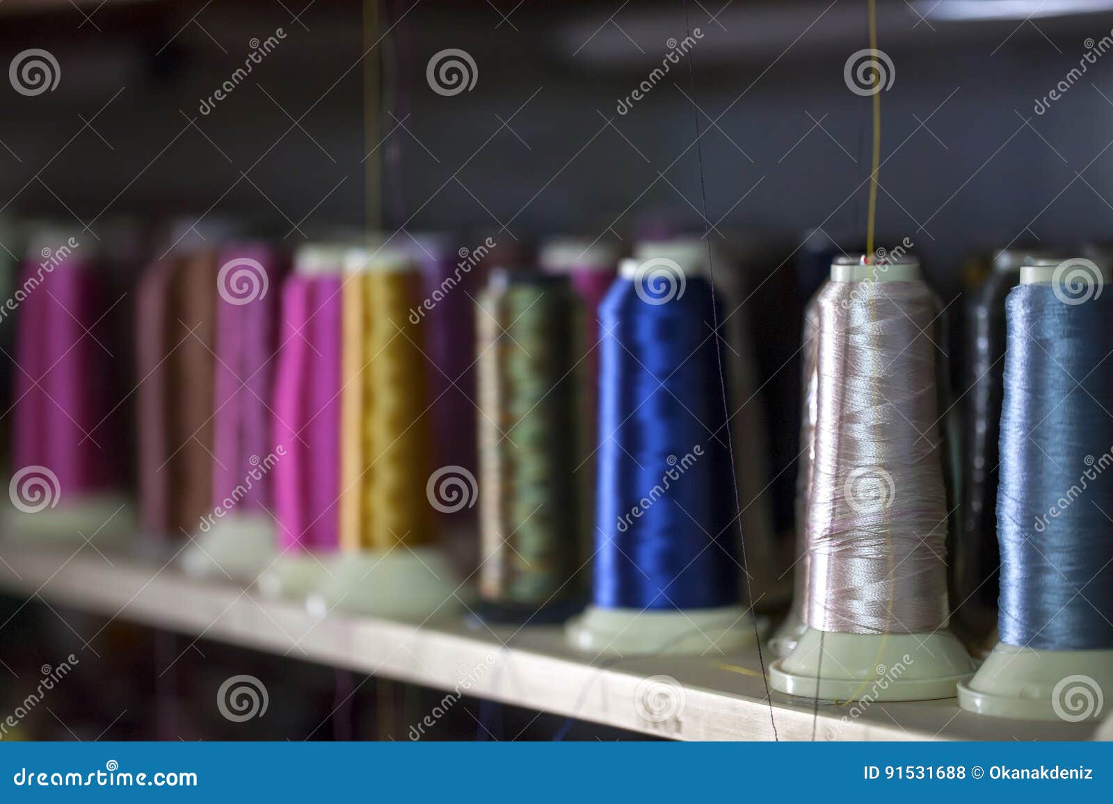 Fiber Cotton Fabric Textile Roller on Bobbin and Light Ropes Yarn Stock ...