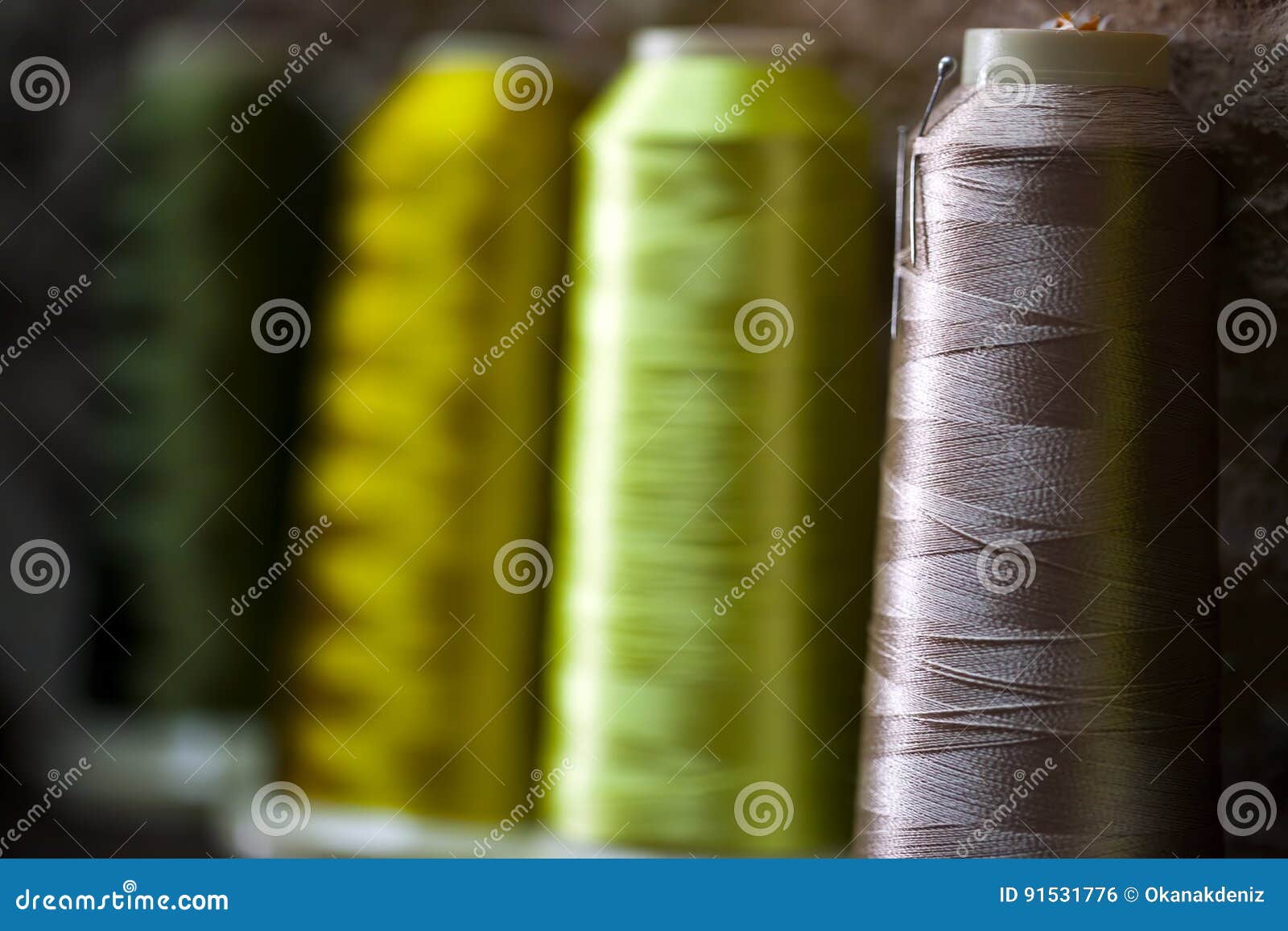 Fiber Cotton Fabric Textile Roller on Bobbin and Light Ropes Yarn Stock ...