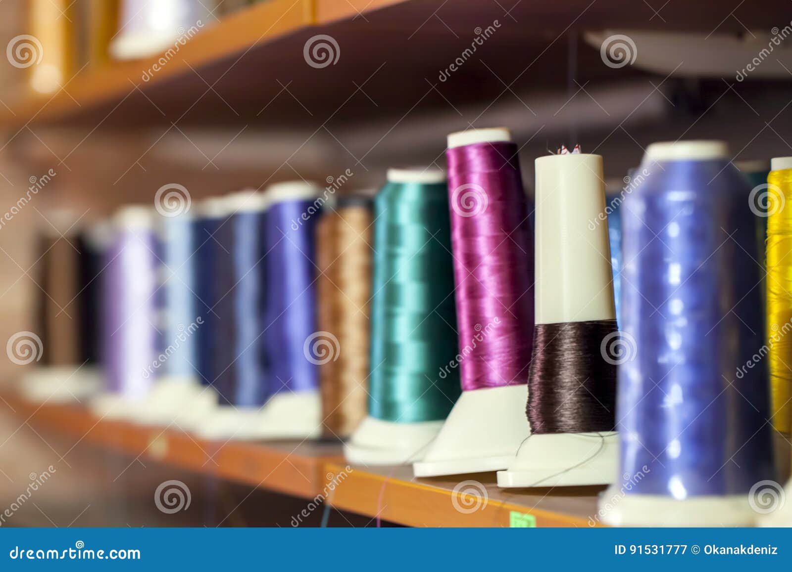 Fiber Cotton Fabric Textile Roller on Bobbin and Light Ropes Yarn Stock ...