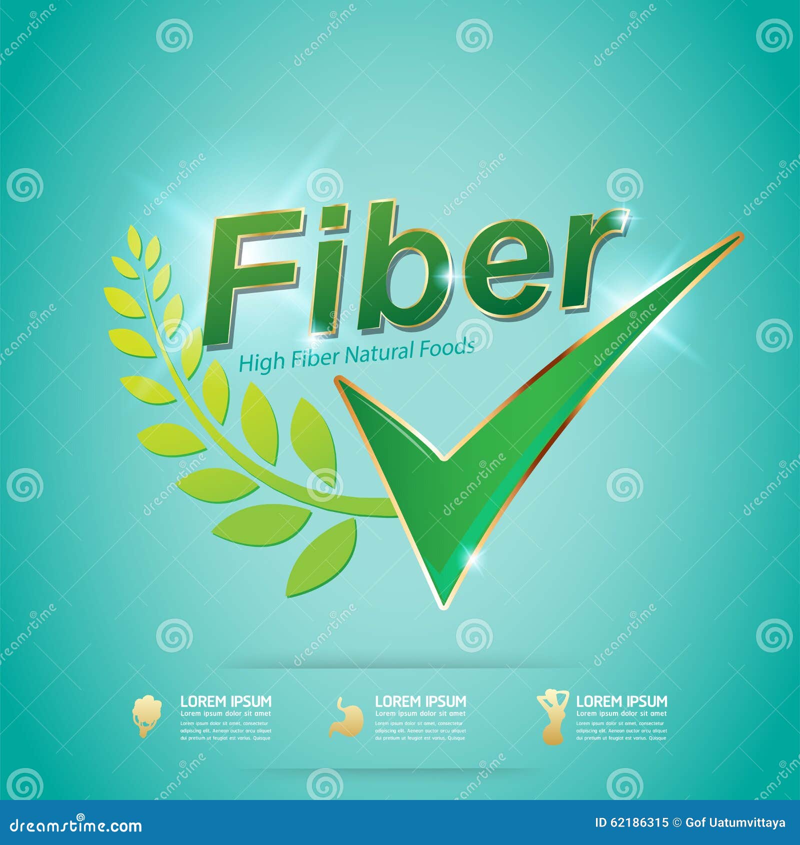 Fiber In Foods Slim Shape And Vitamin Concept Label Vector ...