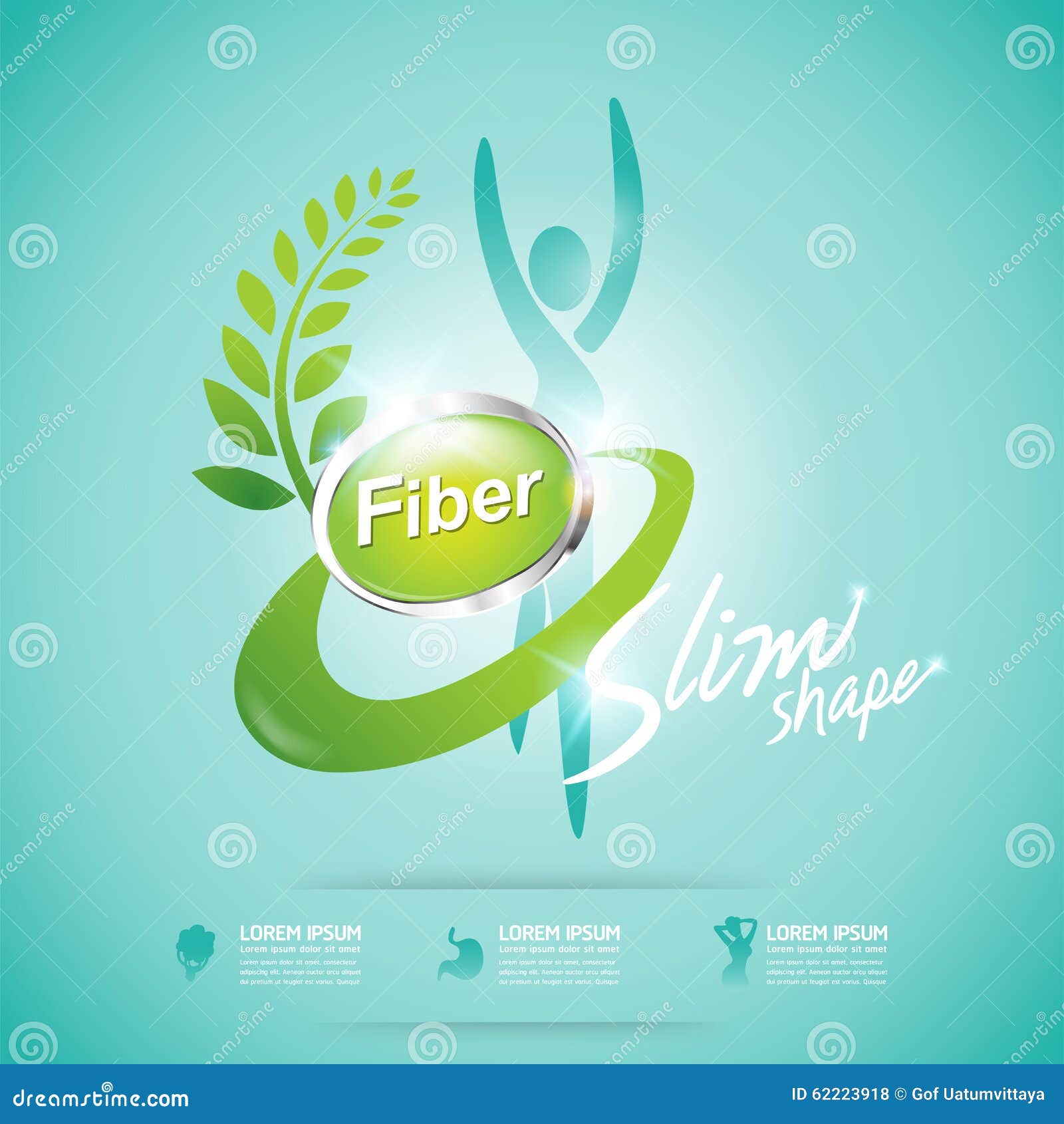 Fiber in Foods Slim Shape and Vitamin Concept Label Vector Stock Vector ...