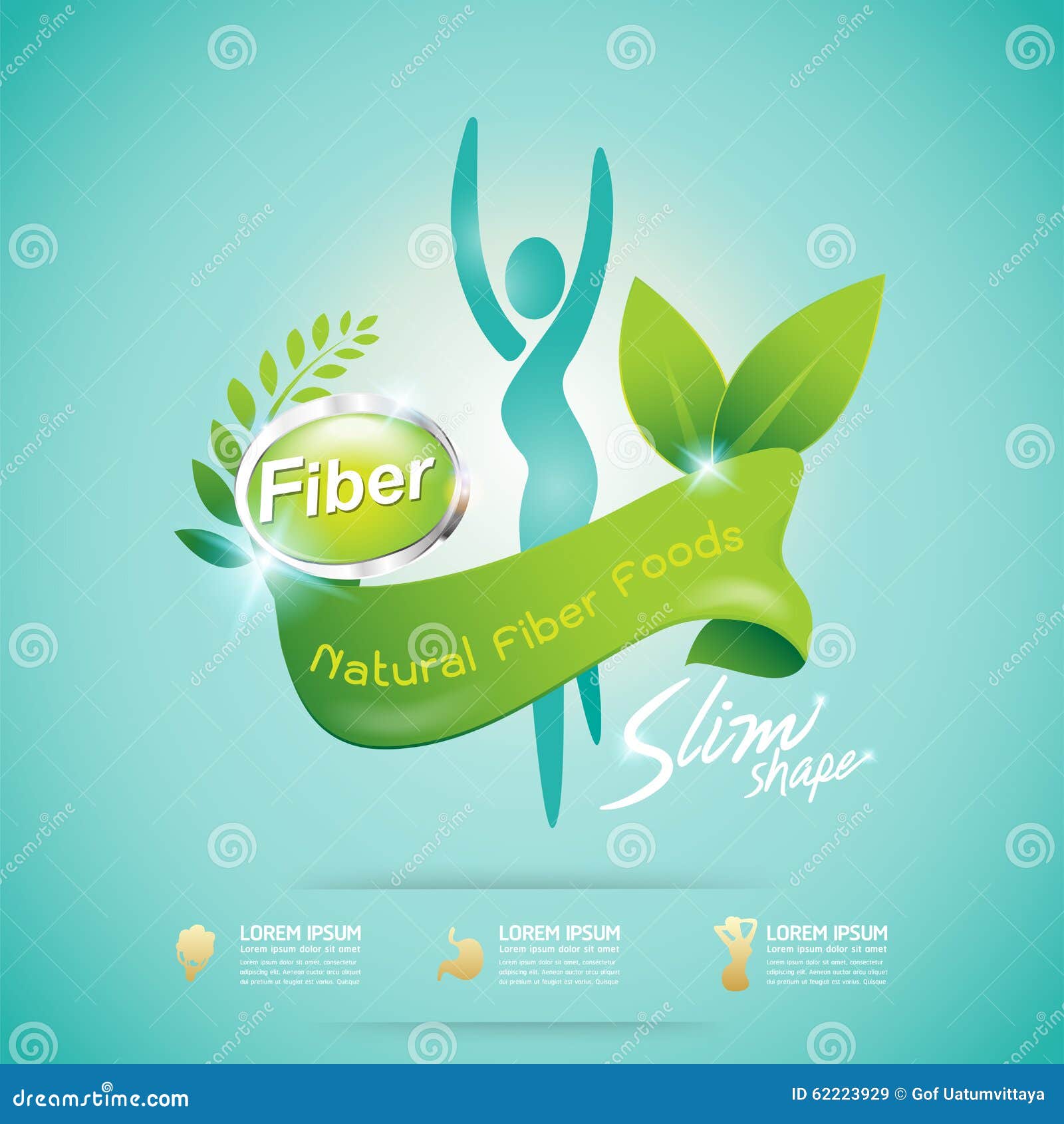 Fiber In Foods Slim Shape And Vitamin Concept Label Vector ...