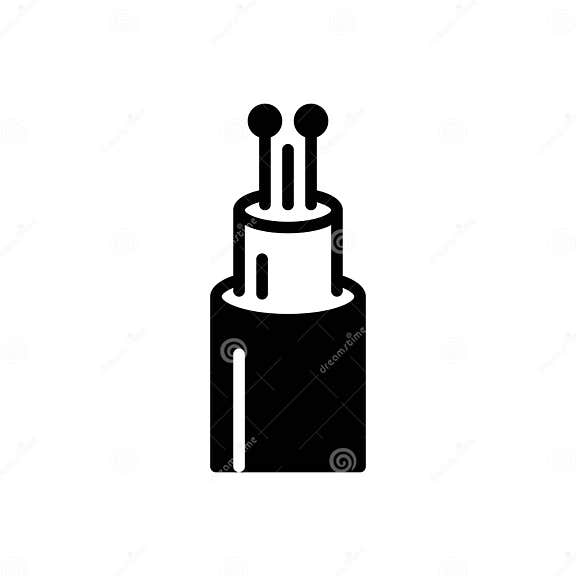 Black Solid Icon for Fiber, Optic and Electrical Stock Illustration ...