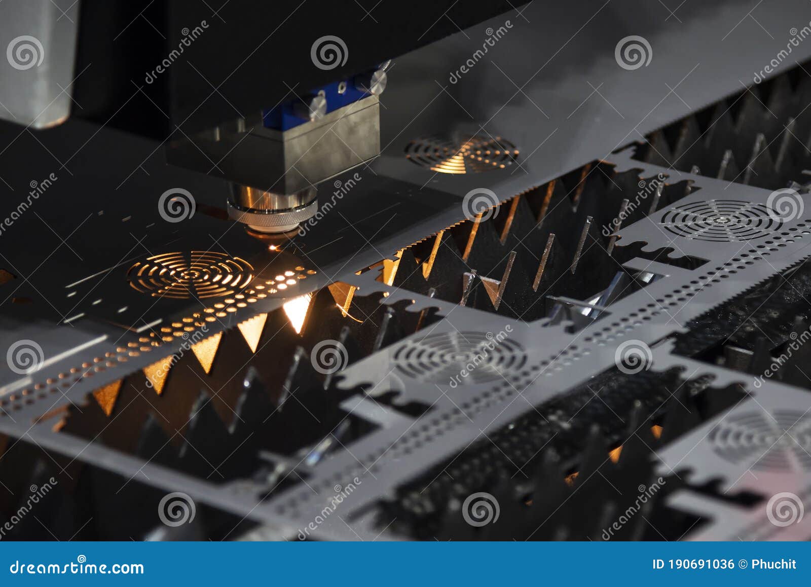 The Fiber Laser Cutting Machine Cutting the CPU Case Plate Stock Photo ...