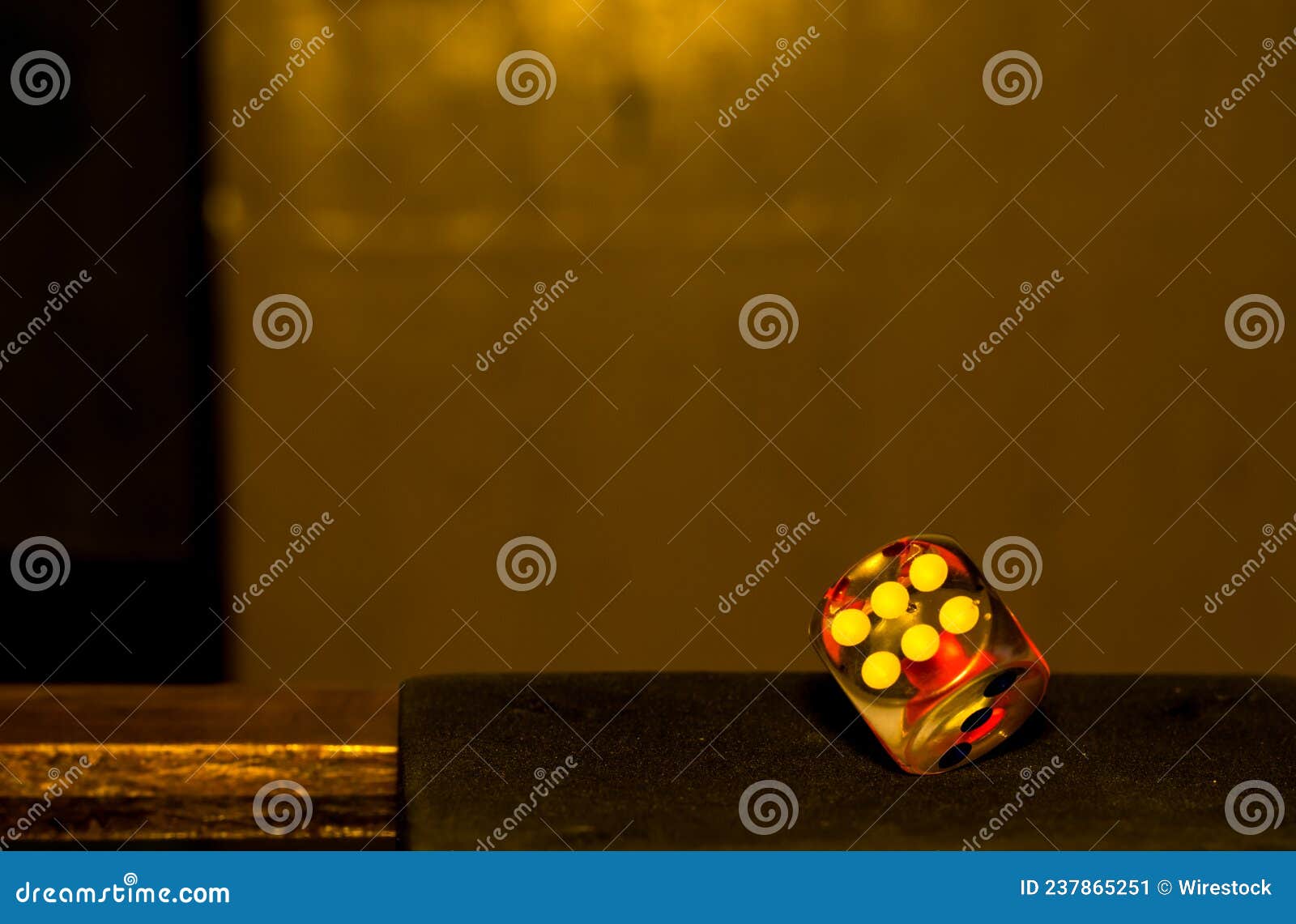 A Fiber Made Dice in a Wooden Surface Stock Image - Image of ...