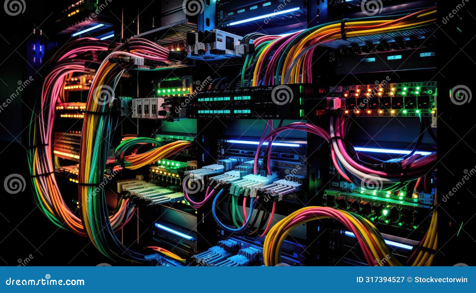 Fiber network cabling stock illustration. Illustration of technician ...