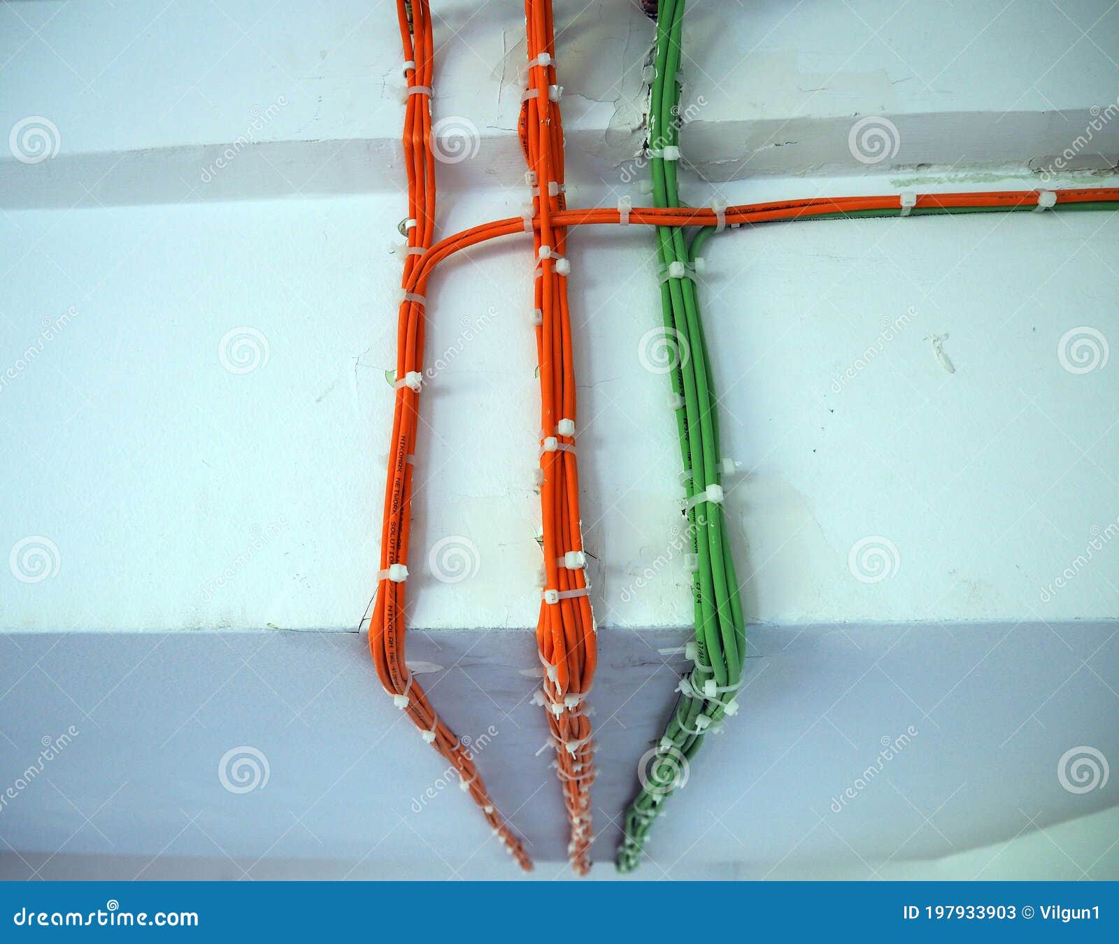 Fiber-optic Cable Along the Wall. Stock Image - Image of design, fiber ...