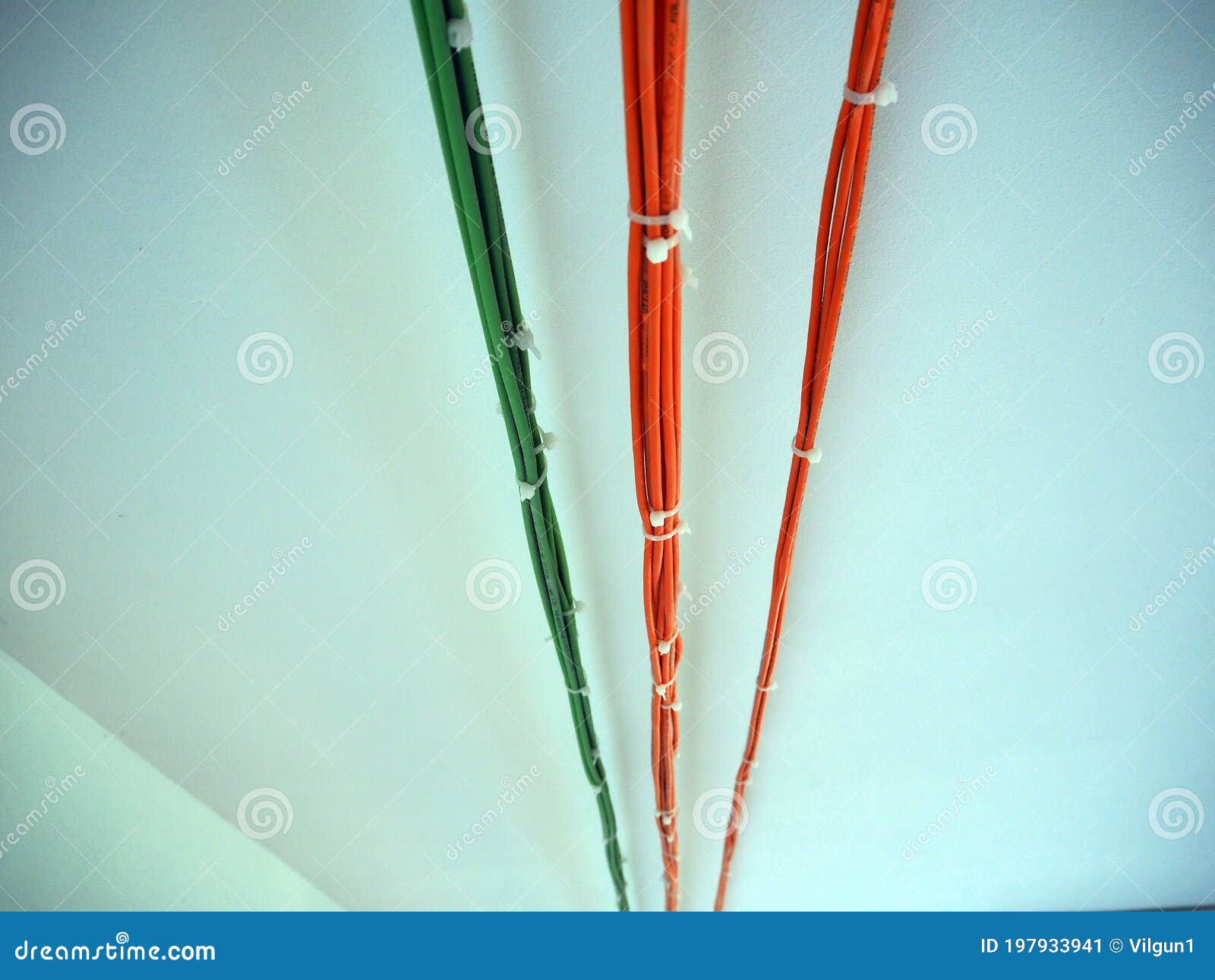 Fiber-optic Cable Along the Wall. Stock Image - Image of hardware ...