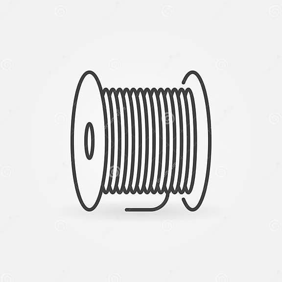 Fiber Optic Cable Bobbin Vector Concept Linear Icon Stock Vector