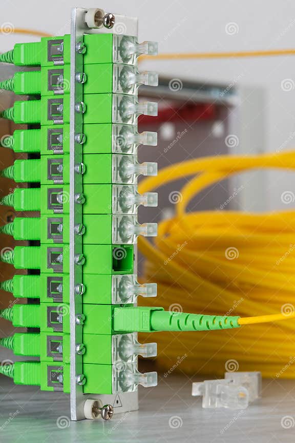 Fiber Optic Cable Connected To Distribution Frame of Passive Optical ...