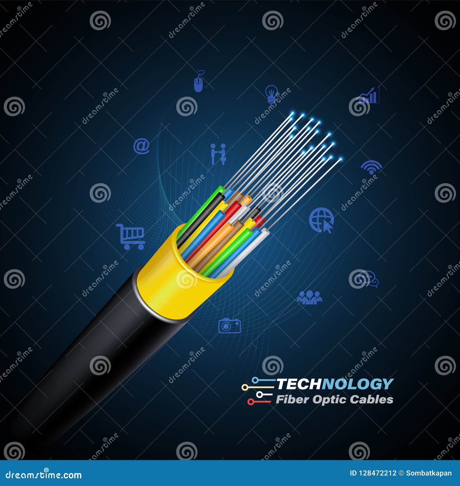Fiber Optic Cable for Fiber Optic Concept and Advertising Communication ...