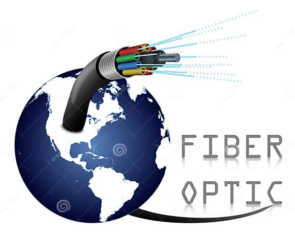 Fiber Optic Cable with Earth Stock Vector - Illustration of internet ...