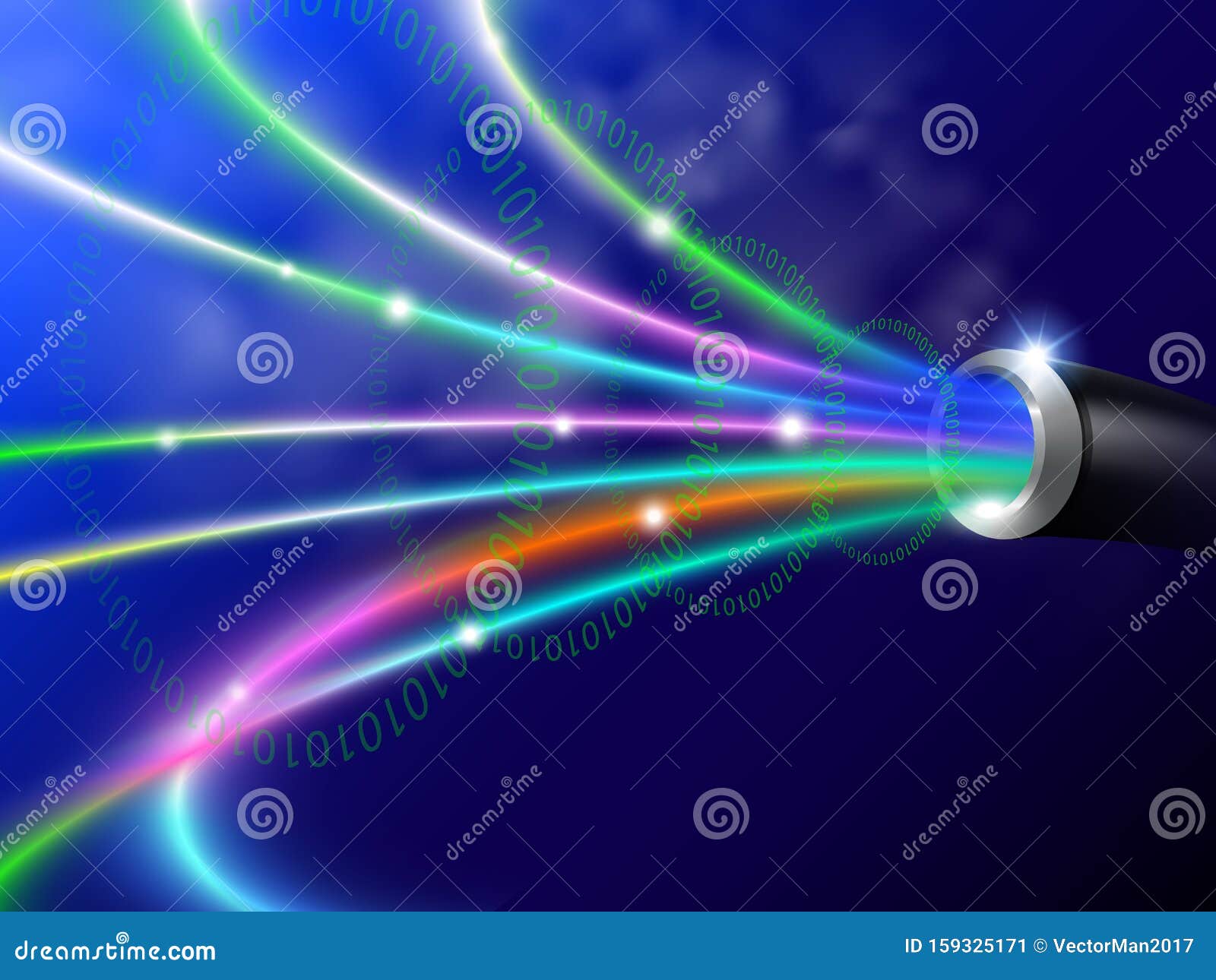 Fiber Optic Cable Emitting Light. Stock Vector - Illustration of beam ...
