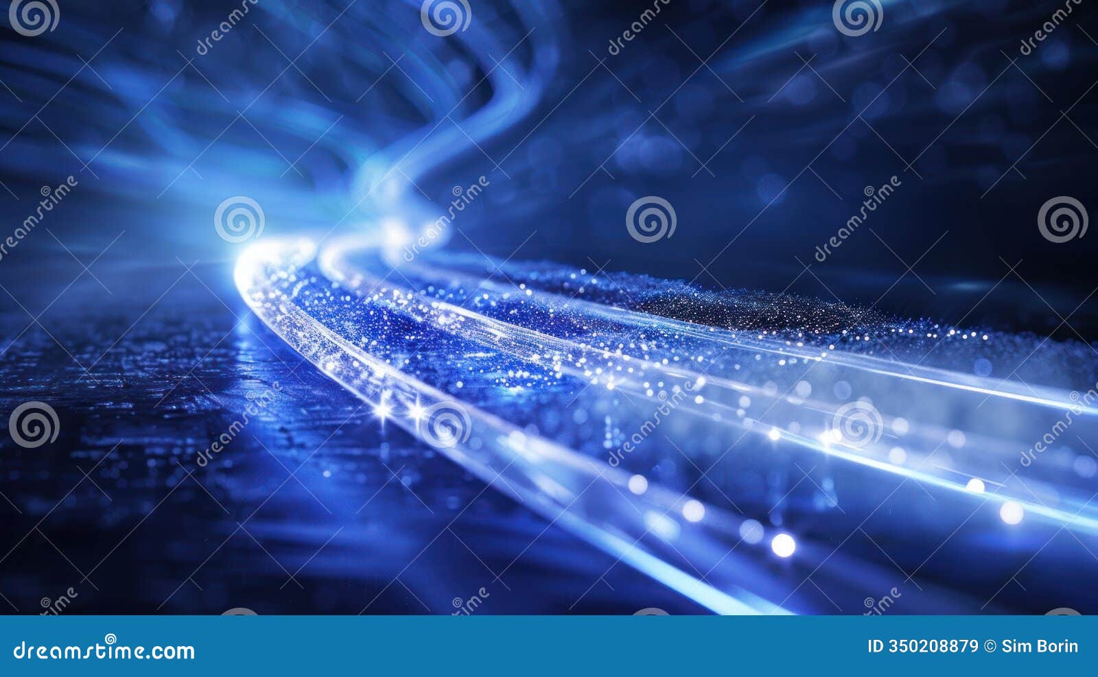 A Fiber Optic Cable with Glowing Light Trails, Symbolizing High-speed ...