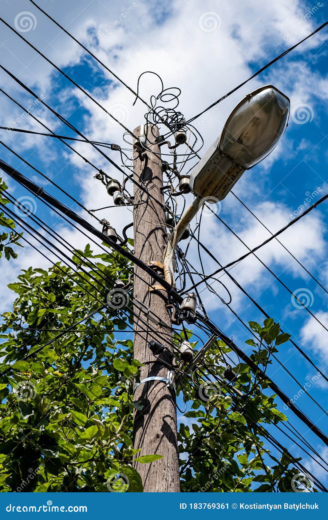 A Fiber Optic Cable Harness for Communication Weighs on a Concrete ...