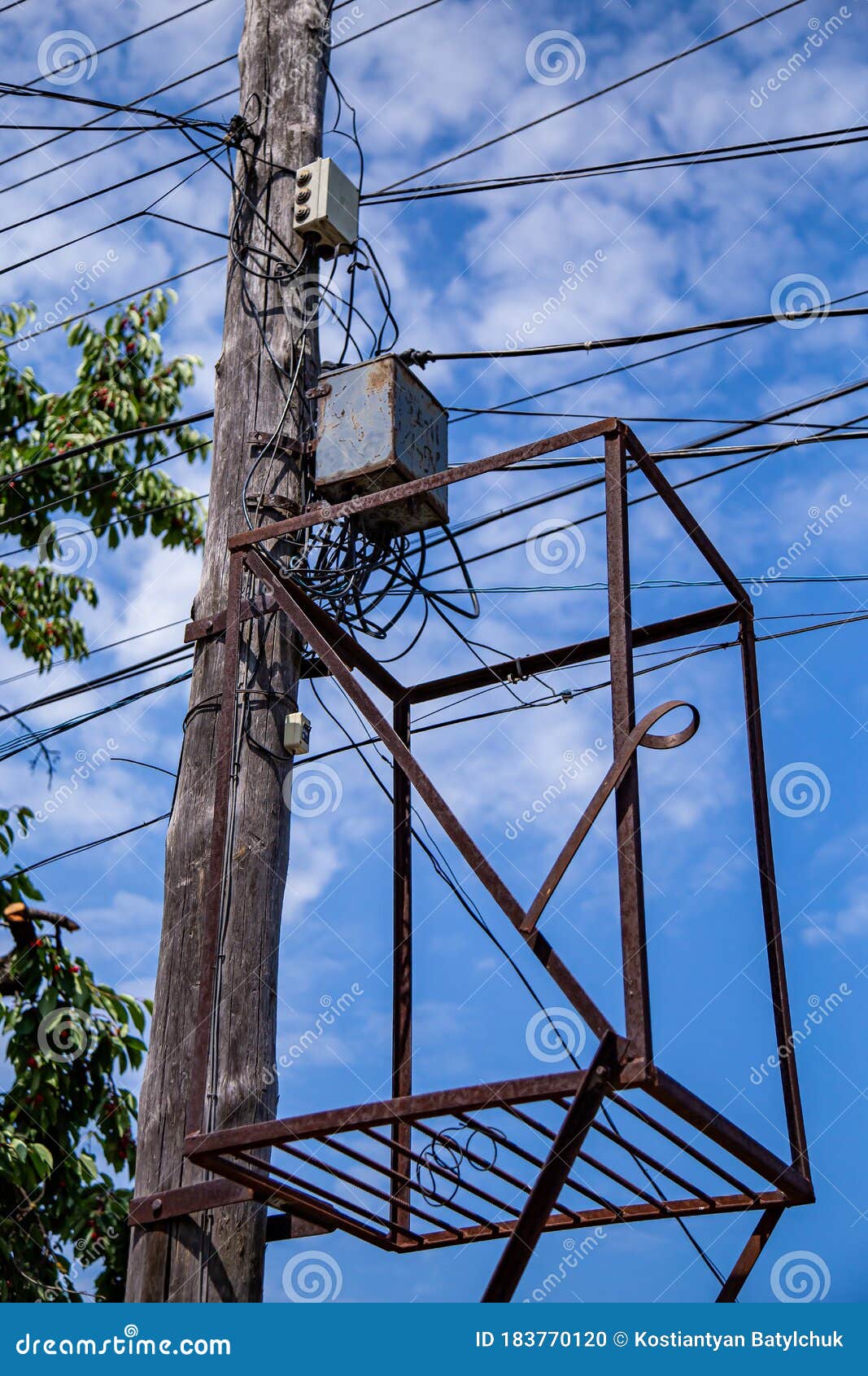 A Fiber Optic Cable Harness for Communication Weighs on a Concrete ...