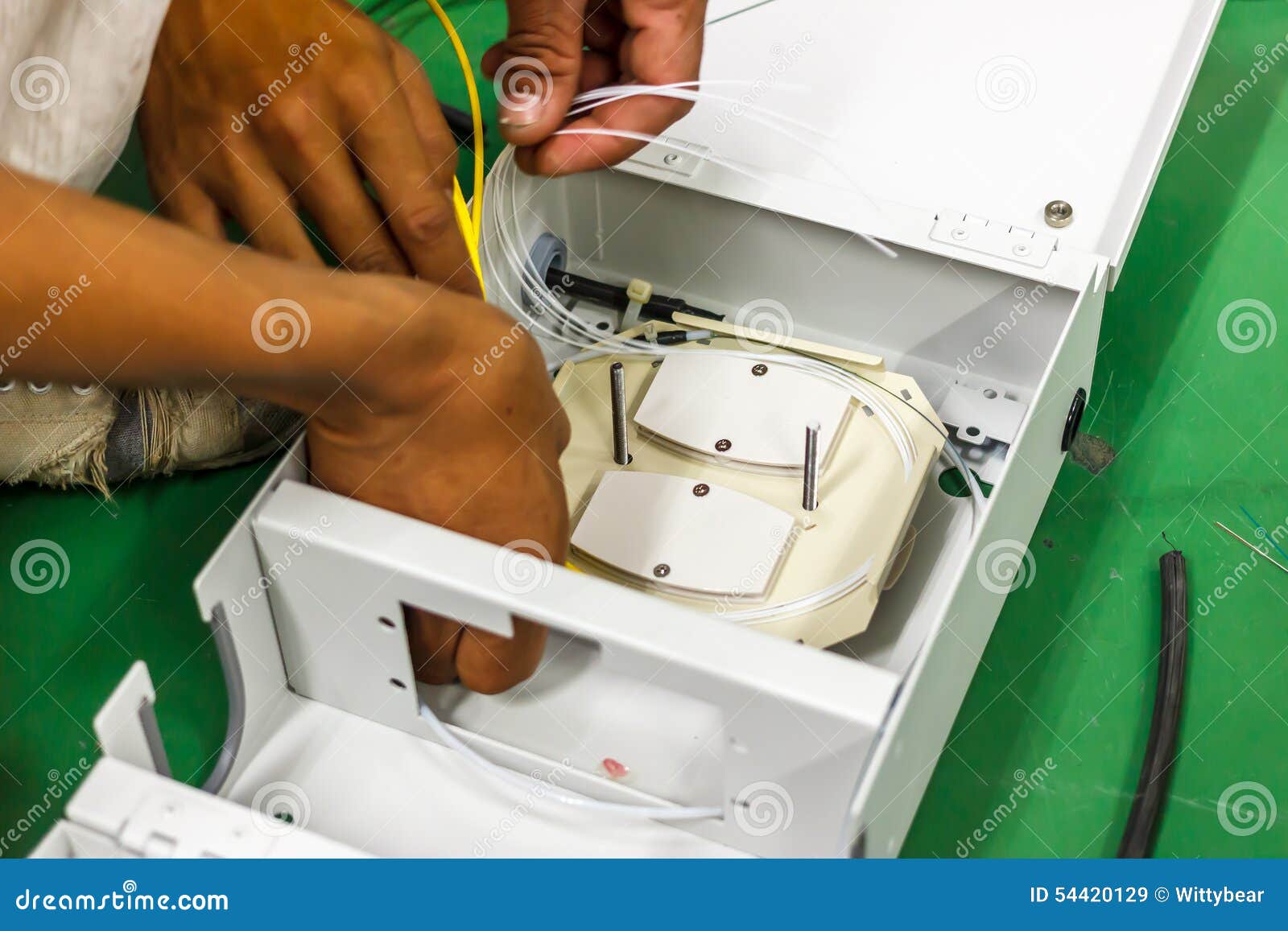 Fiber optic cable install stock image. Image of business - 54420129