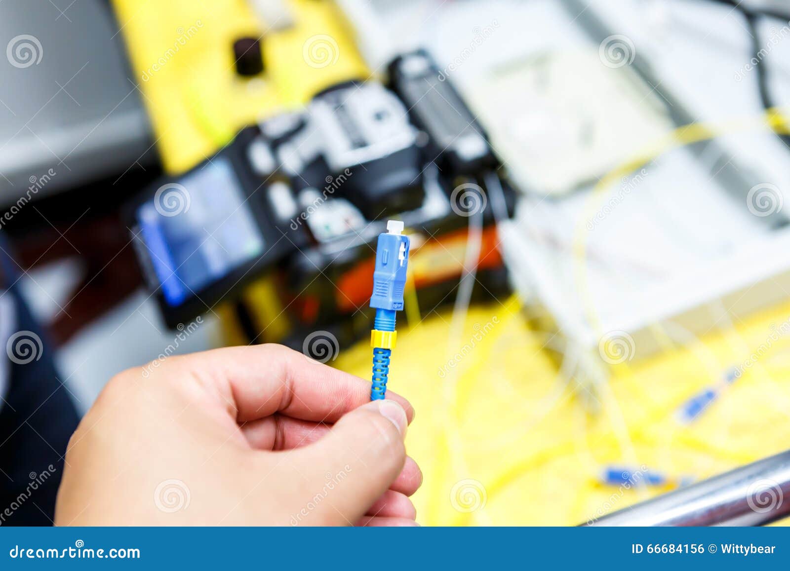 Fiber optic cable install stock photo. Image of internet - 66684156