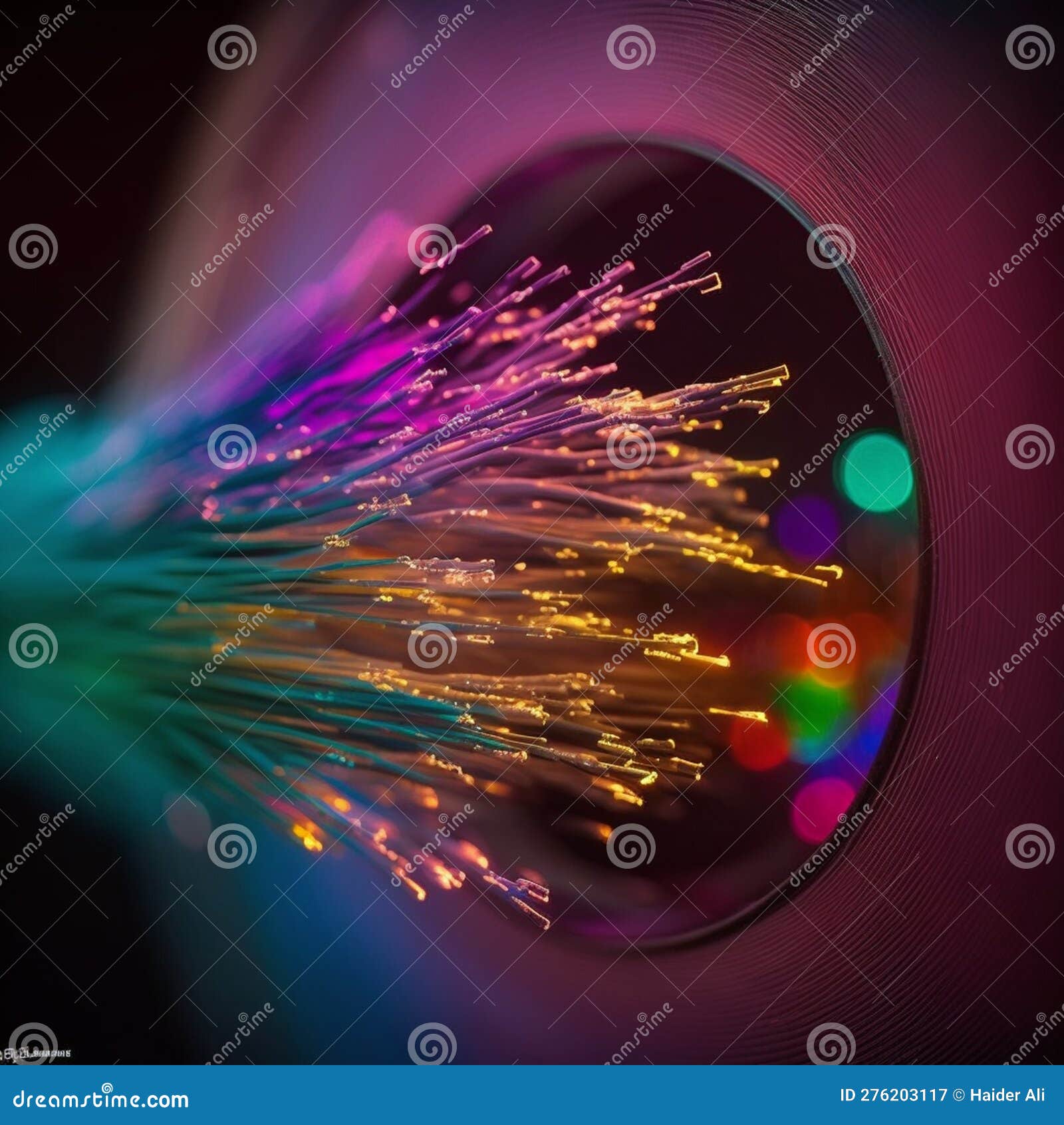 Fiber Optic Cable Internet Connection with Different Colors. AI Stock ...