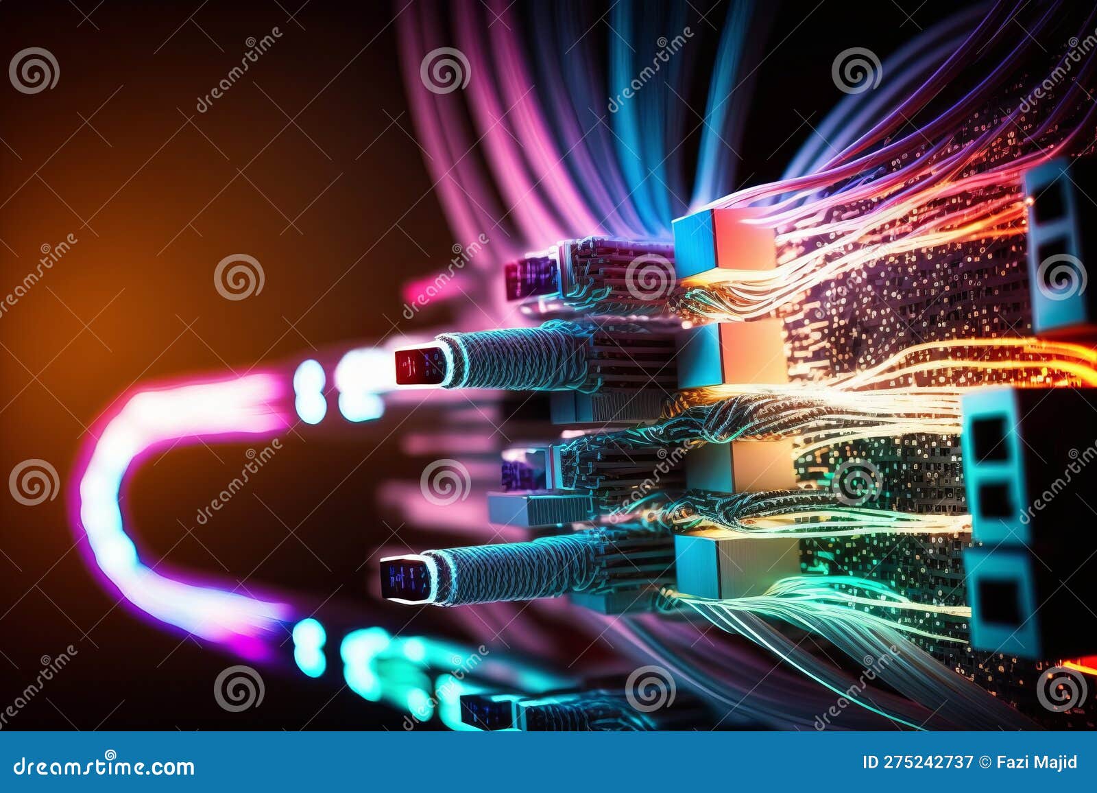 Fiber Optic Cable Internet Connection.Generative AI Stock Illustration ...
