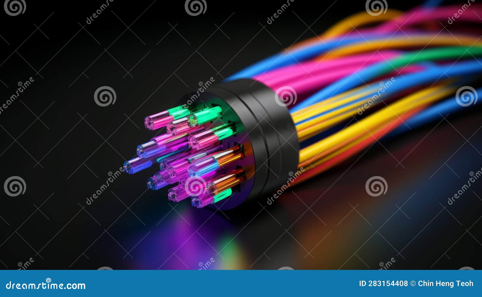 Fiber Optic Cable with Multicolor Lights, Generative AI Stock ...