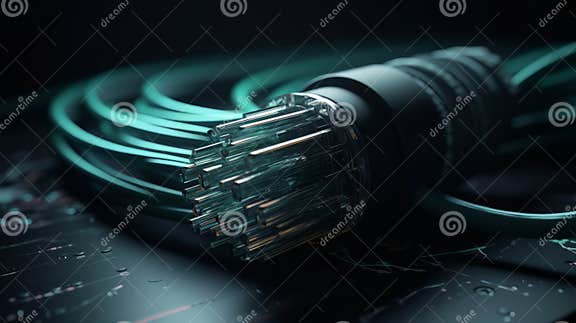Fiber Optic Cable Runs Data Connections. Generative Ai Stock Image ...