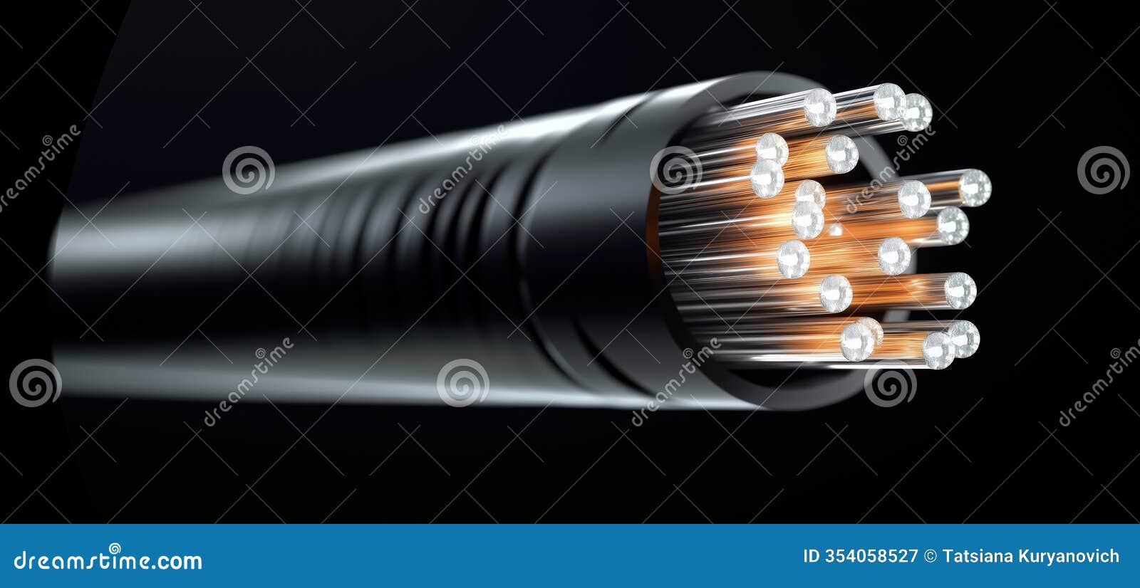 Fiber Optic Cable Showcasing Multiple Glass Fibers Transmitting Light ...