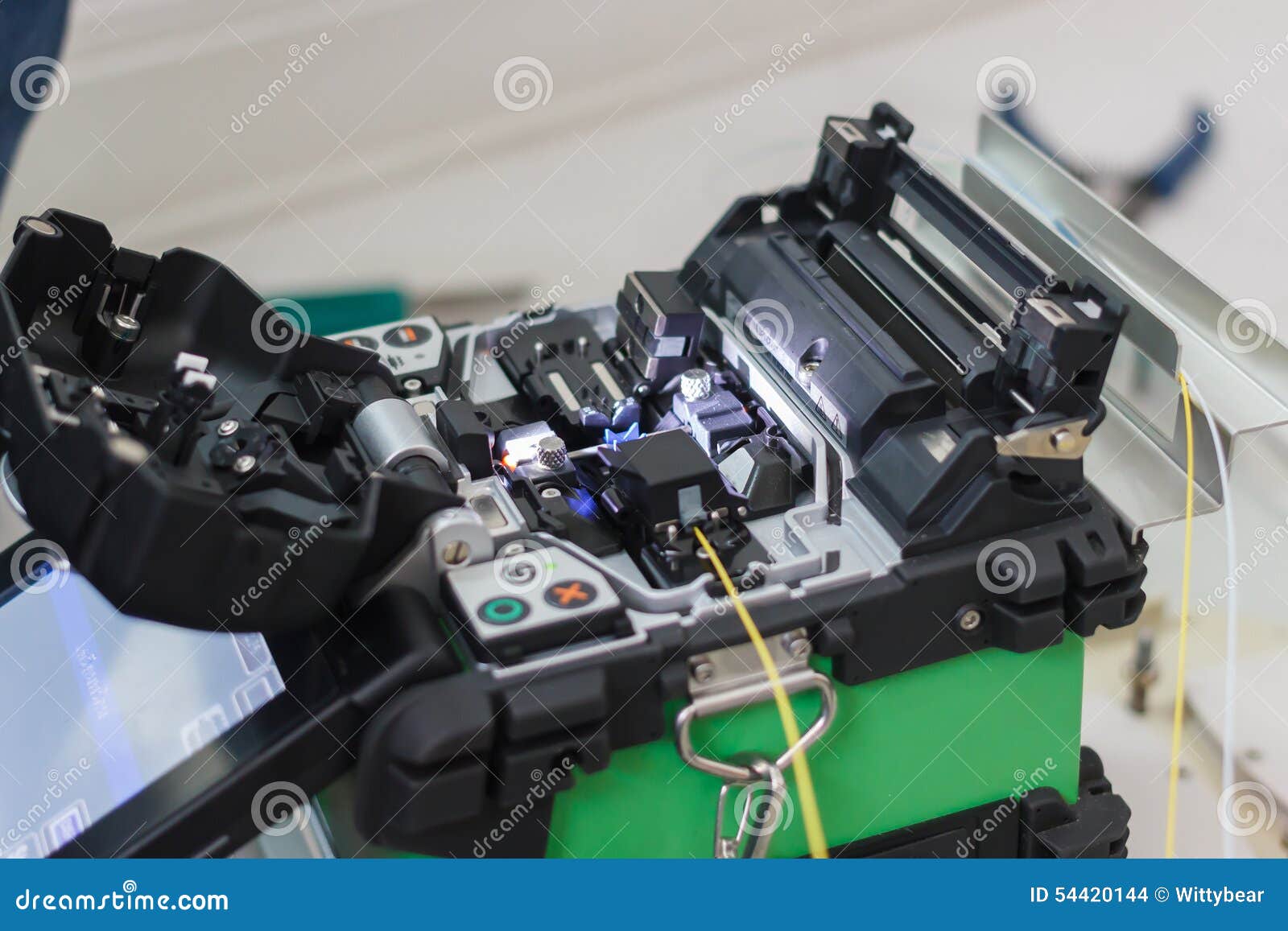 Fiber Optic Cable Splice Machine Stock Photo - Image of infrastructure ...