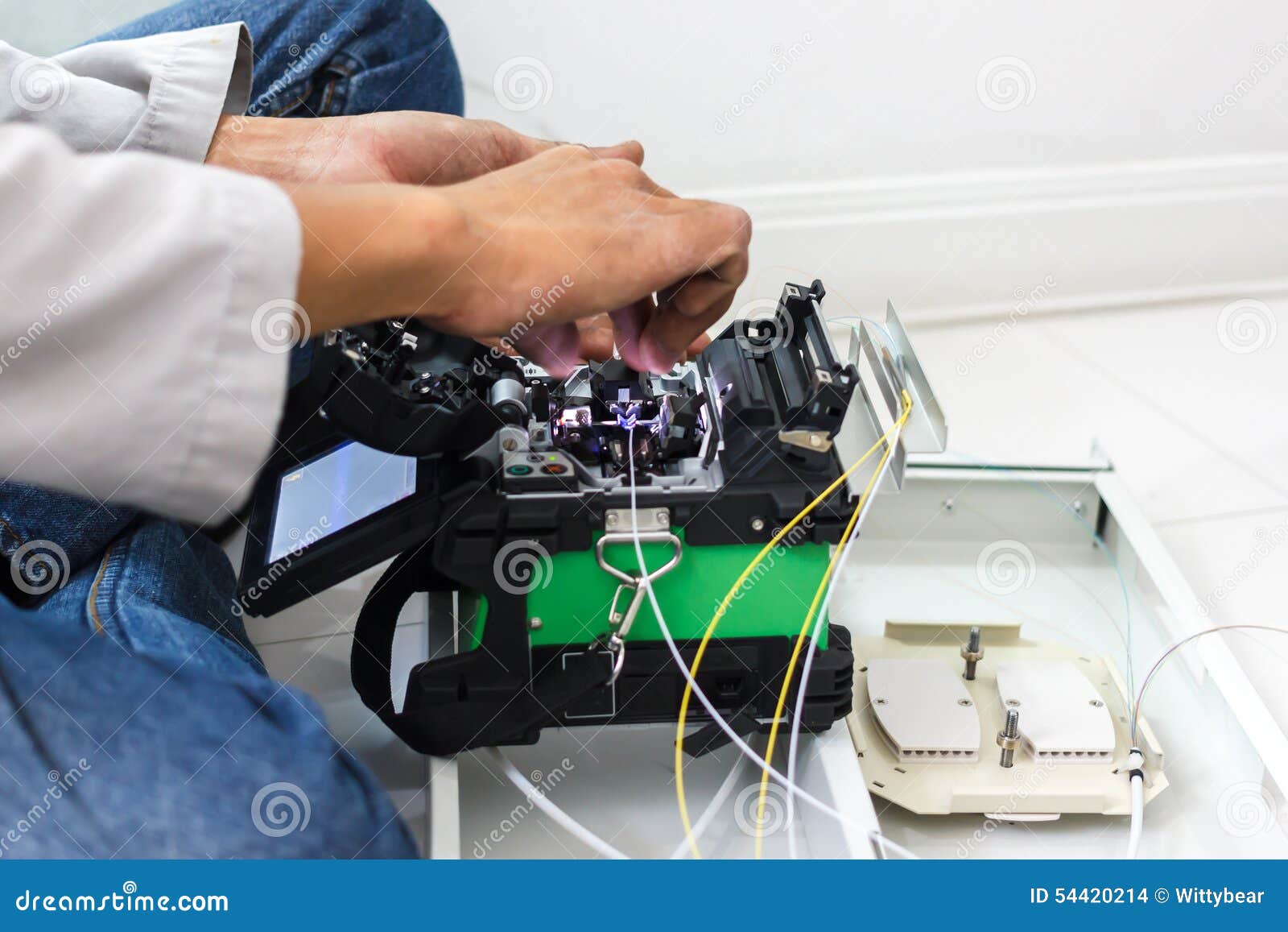 Fiber Optic Cable Splice Machine Stock Photo - Image of fibre, plug ...