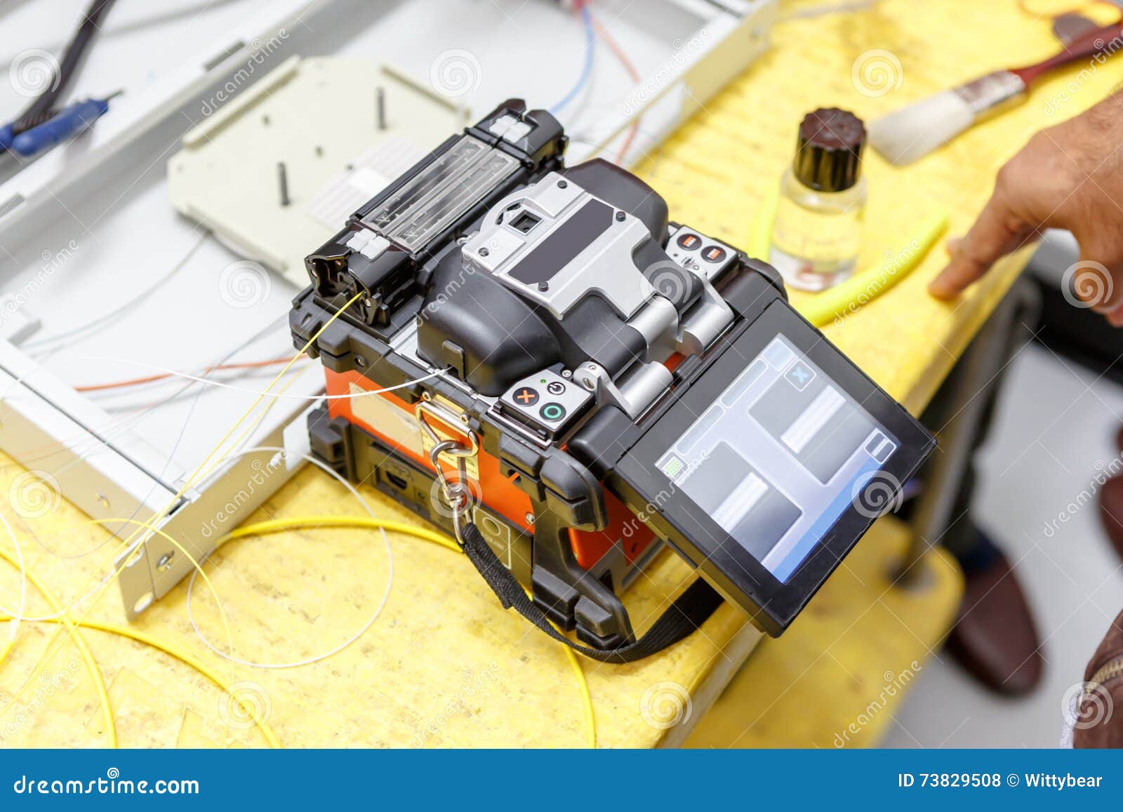 Fiber Optic Cable Splice Machine Stock Photo - Image of modern, network ...