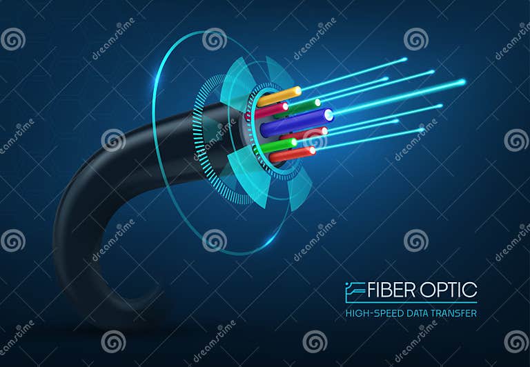Fiber Optic Cable, Vector Flexible Strand of Glass Stock Vector ...