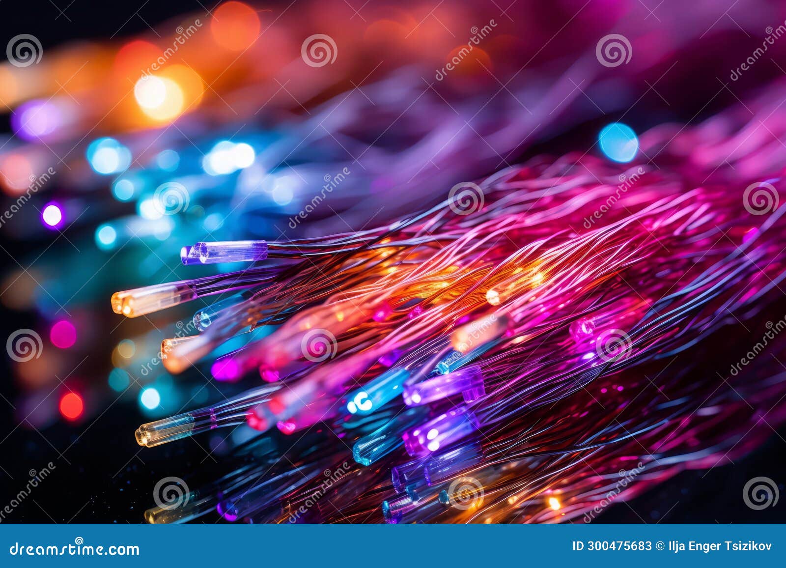 Fiber Optic Cable Wire Light with Communication Technologybokeh ...
